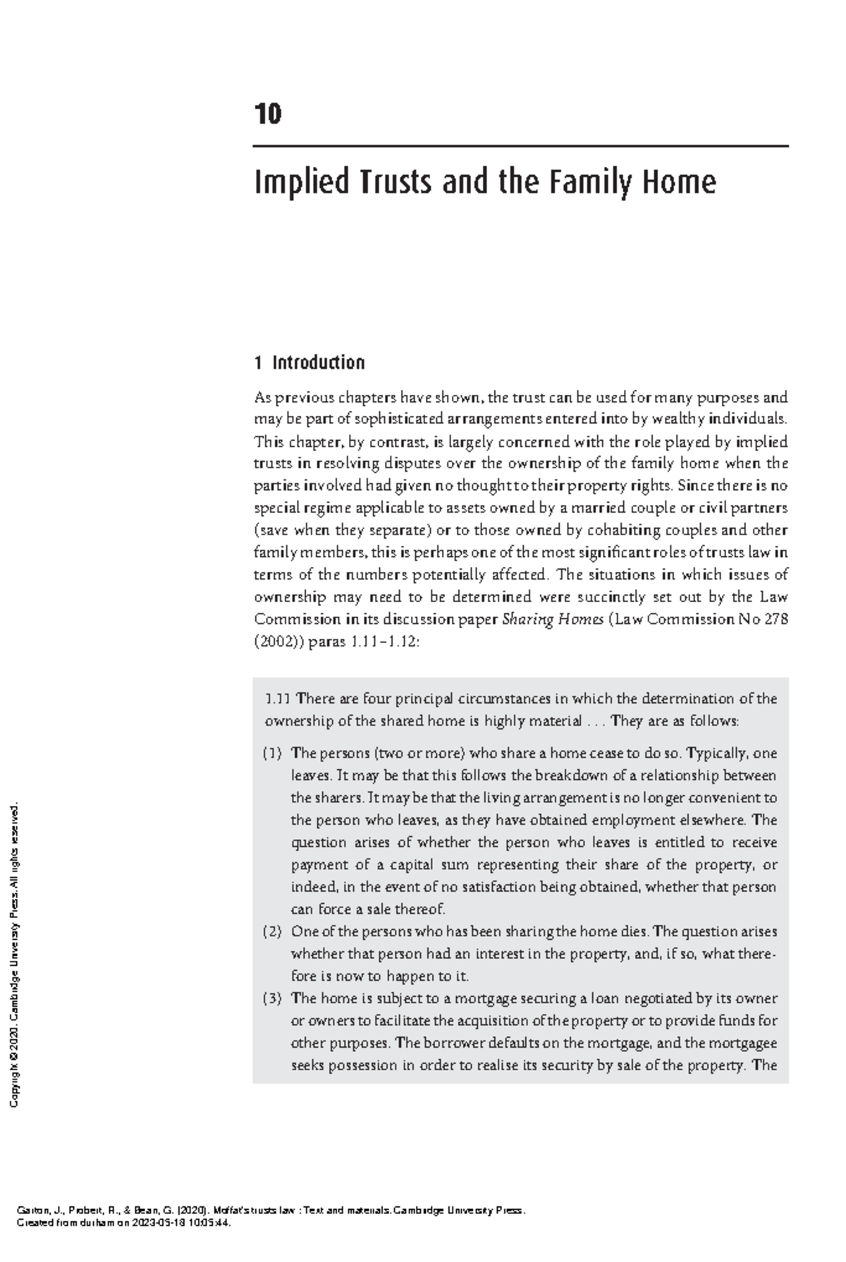 Moffat's Trusts Law Text and Materials - (10 Implied Trusts and the ...