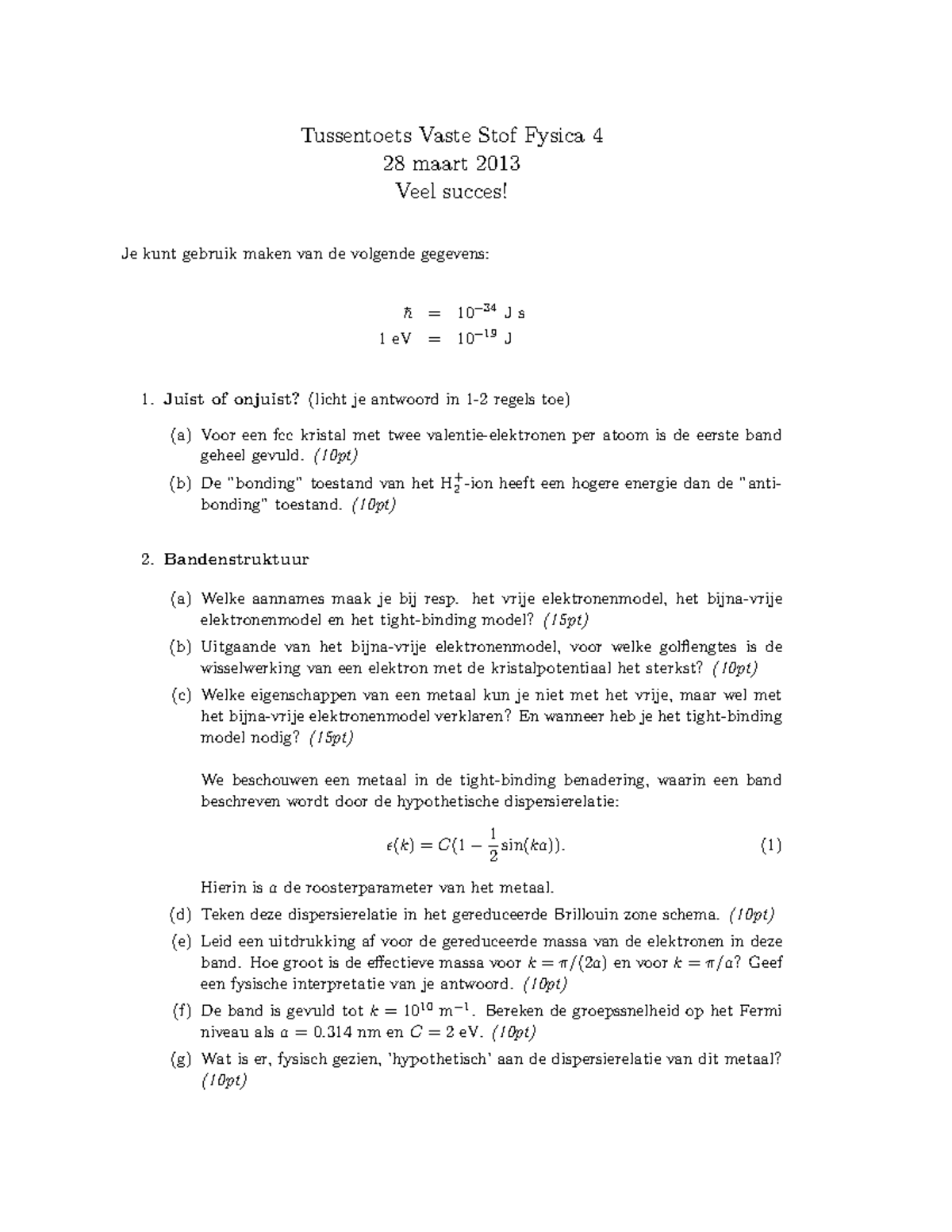 Tussentoets 2013, vragen en antwoorden - Tussentoets Vaste Stof Fysica ...