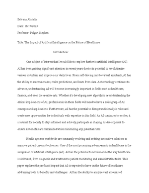 BST322 WEEK 2 DISC. 1 - WEEK 2 DISCUSSION 1 One sample T hypothesis ...