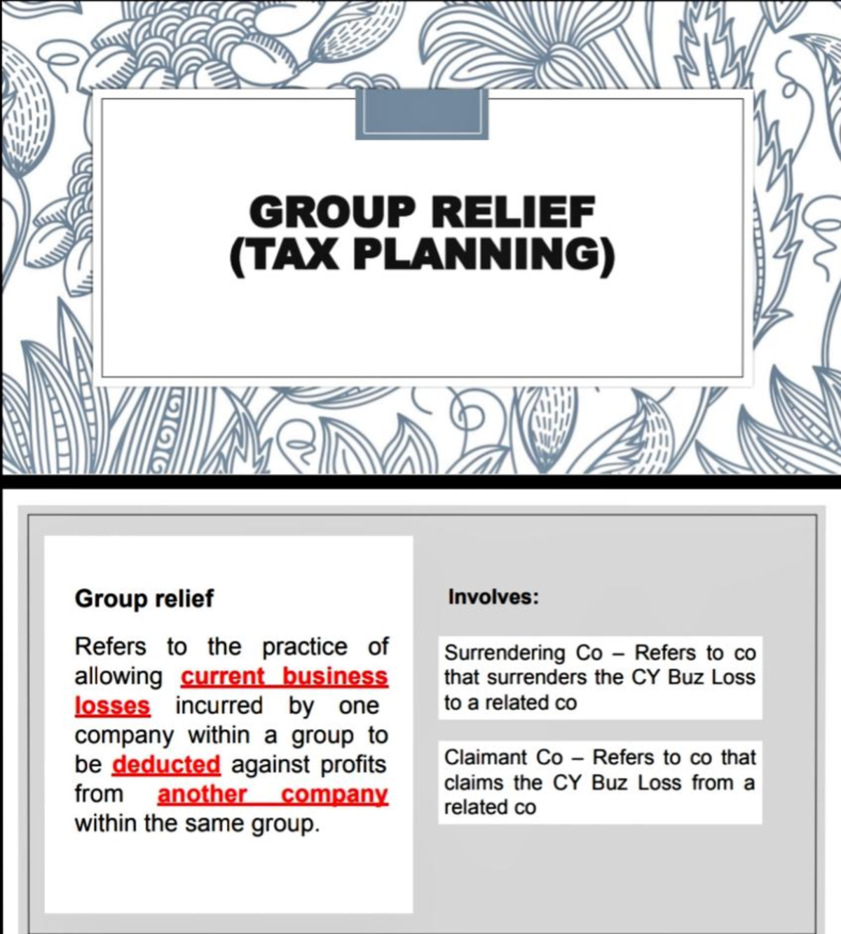 Group Relief - Taxation - Studocu