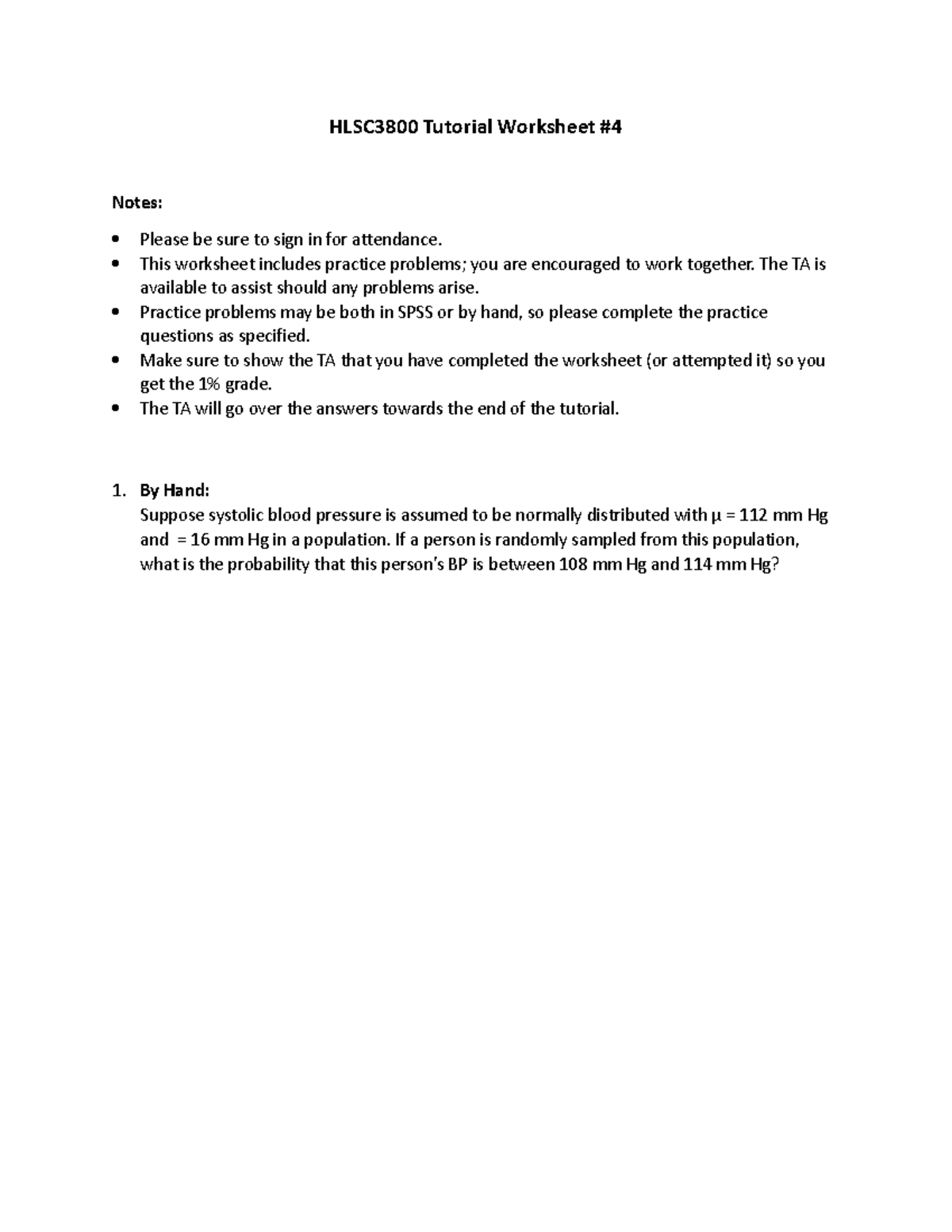 Tutorial 4-1 - HLSC3800 Tutorial Worksheet Notes: Please be sure to ...