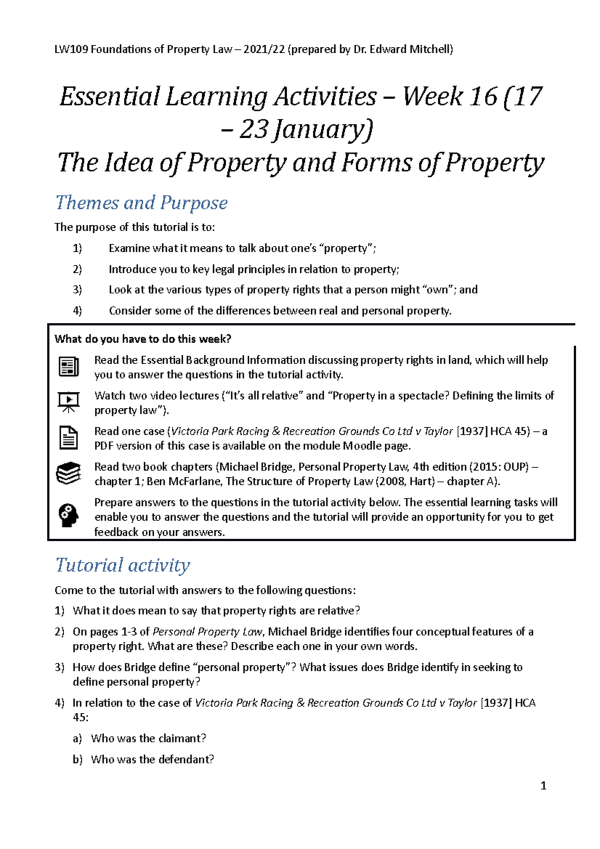 Tutorial 1 - Essential Learning Activities Document - Essential ...