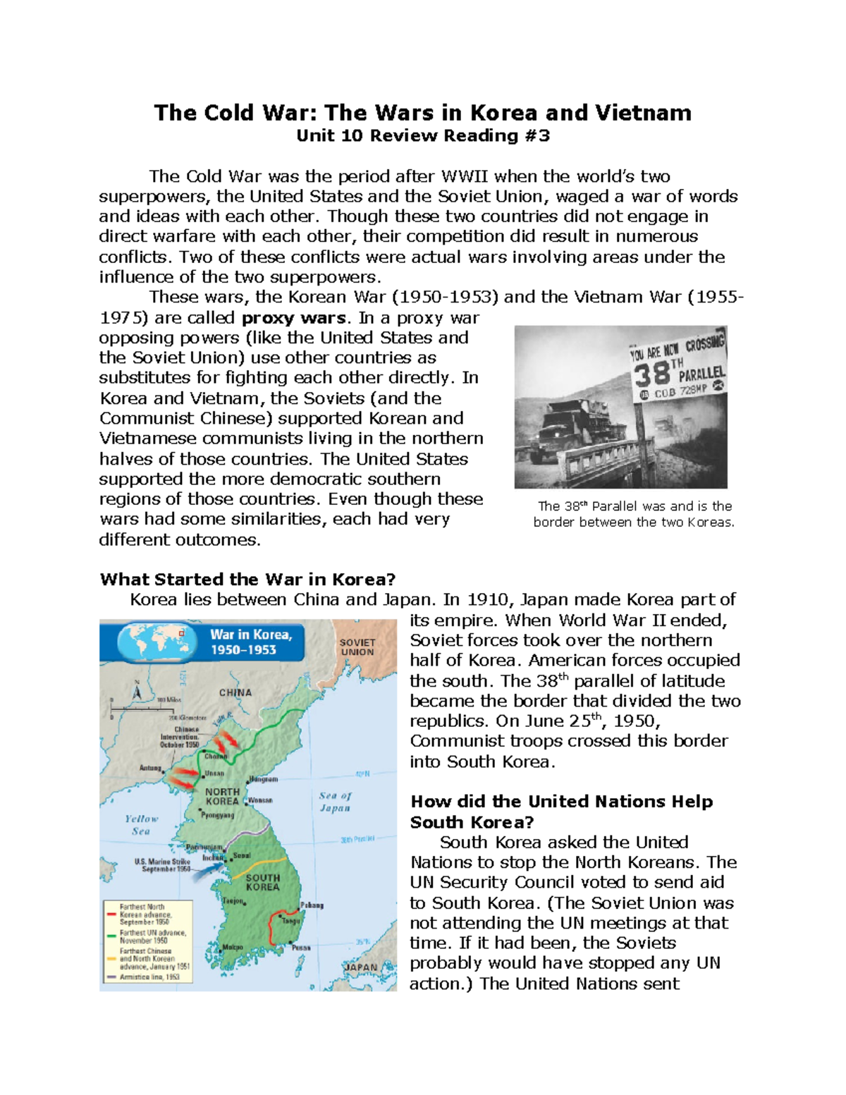 Unit 10 Reading 3 - Korea and Vietnam - The Cold War: The Wars in Korea ...
