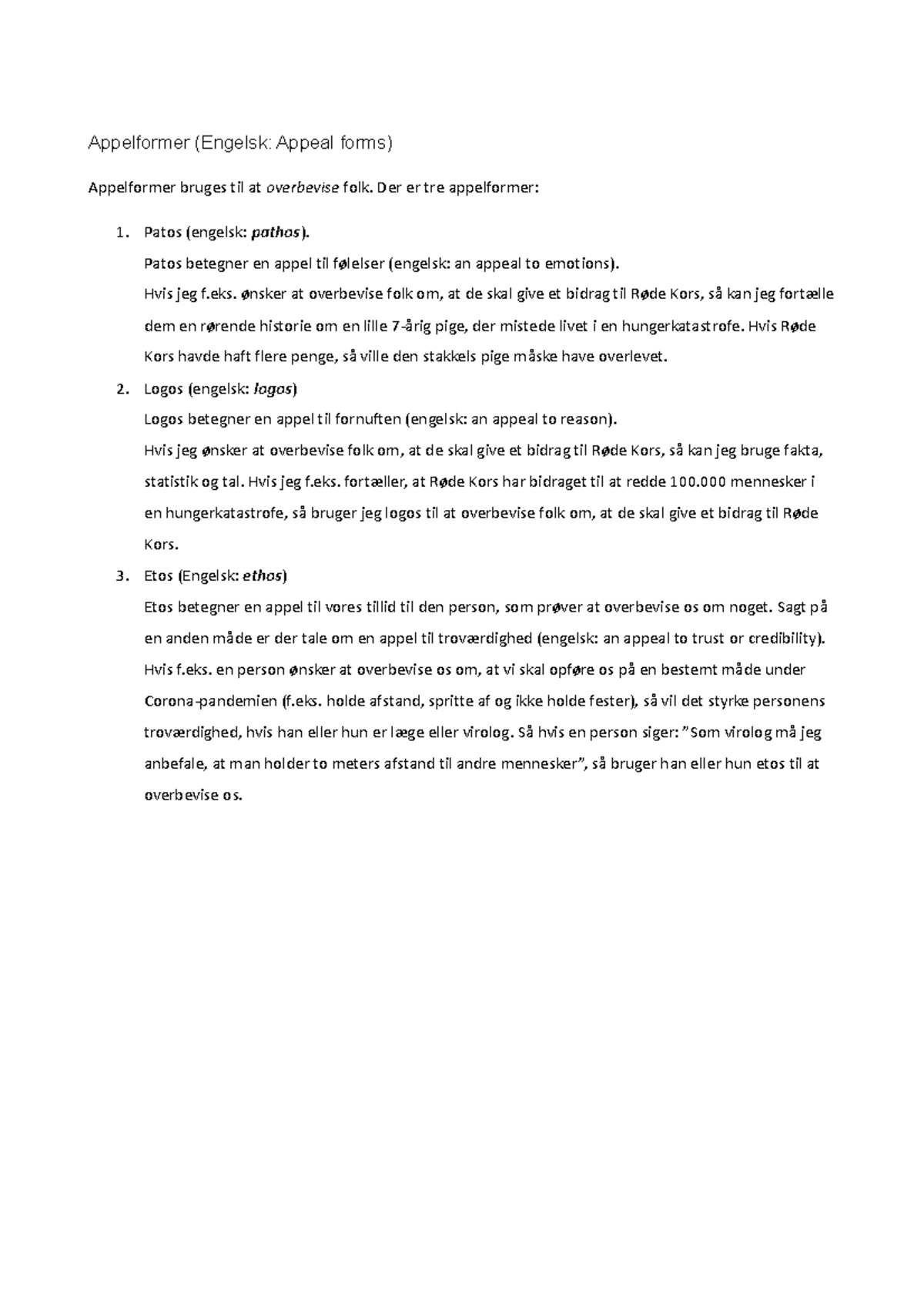 Appelformer - noter til appealformer - Appelformer (Engelsk: Appeal ...