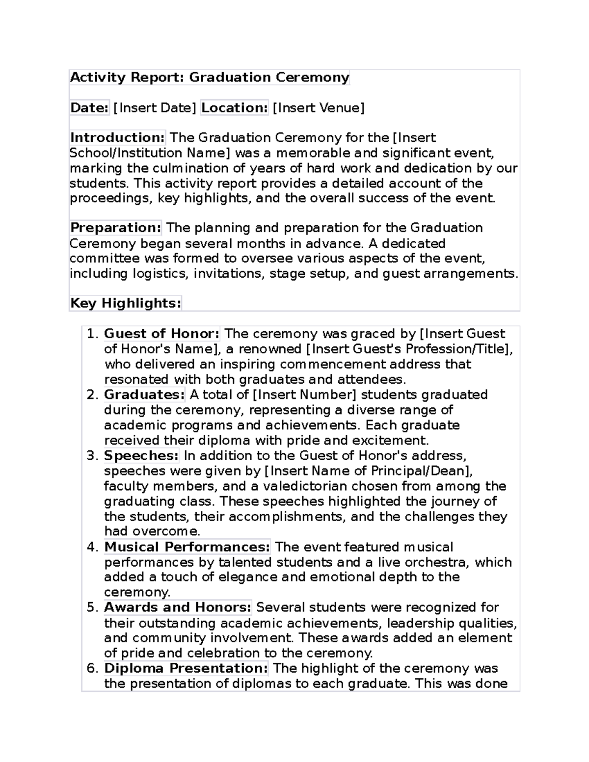 Activity report graduation ceremony 2023 - Activity Report: Graduation ...