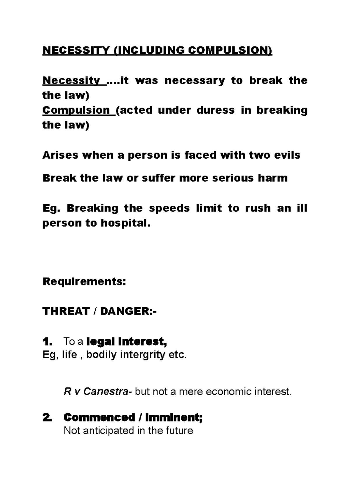 Necessity - criminal law - NECESSITY (INCLUDING COMPULSION) Necessity ...