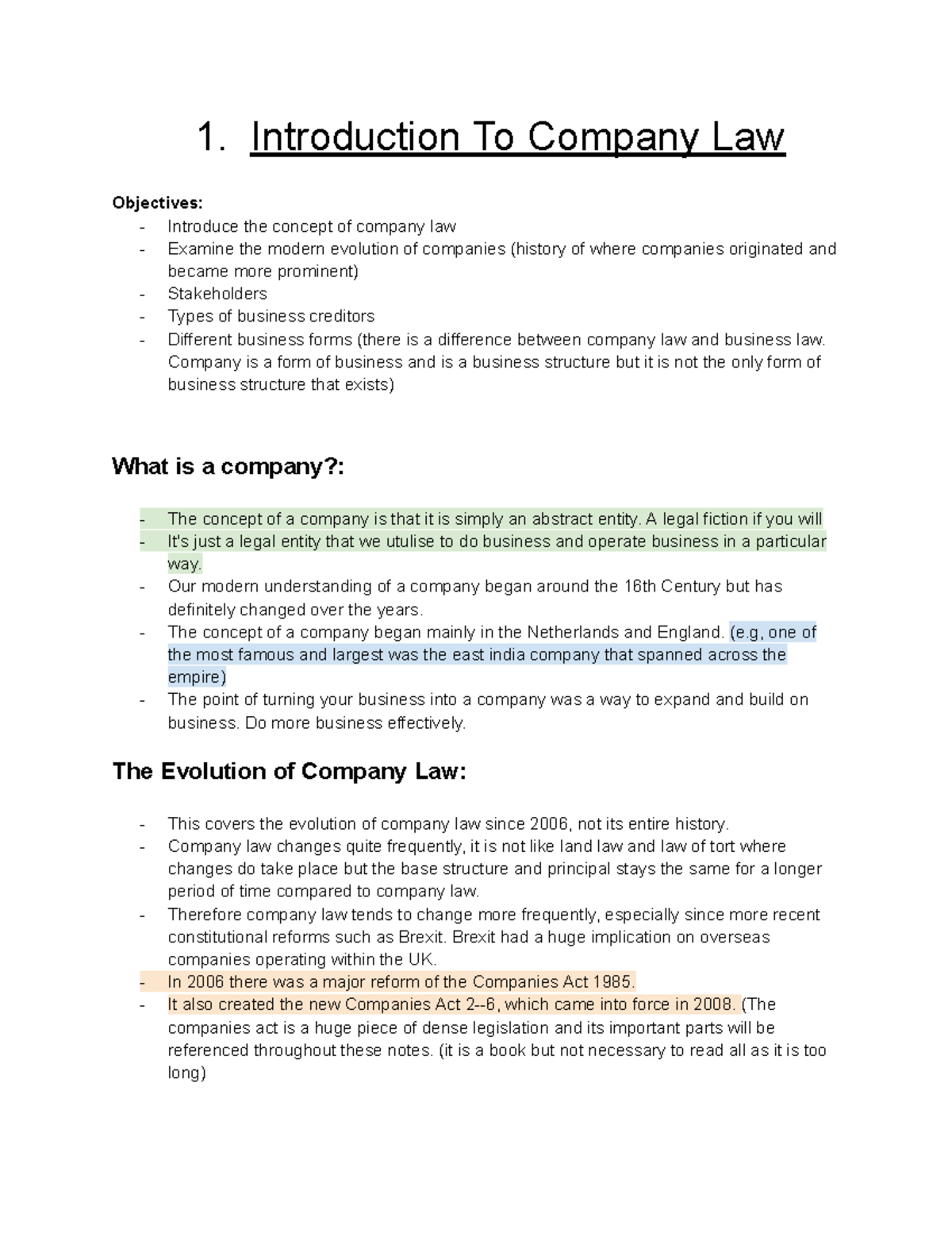1. Introduction To Company Law - 1. Introduction To Company Law ...