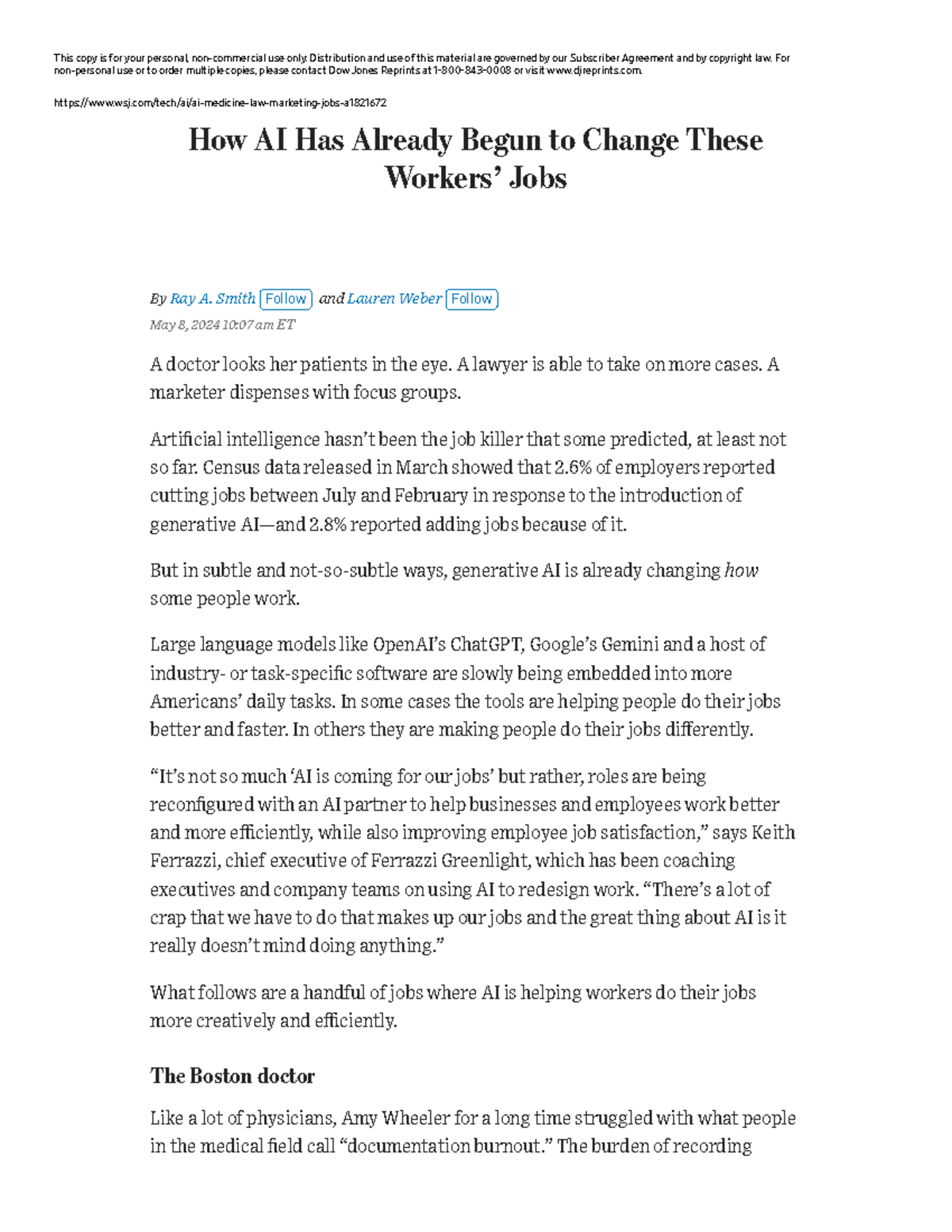 A AI job killer - class material - This copy is for your personal, non ...