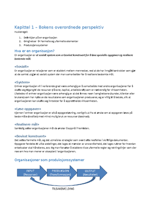 Organisasjonsfag - "Hvordan organisasjoner fungerer" - organisasjonsfag Innhold visjon, - Studocu
