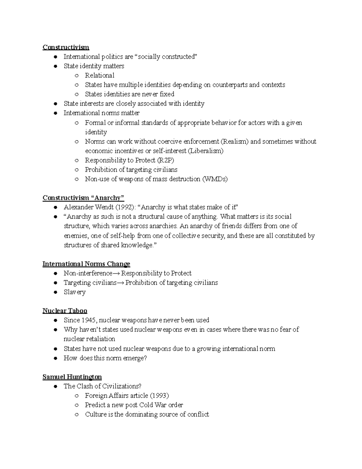 Week 4 Lectures- Constructivism - Constructivism International politics ...