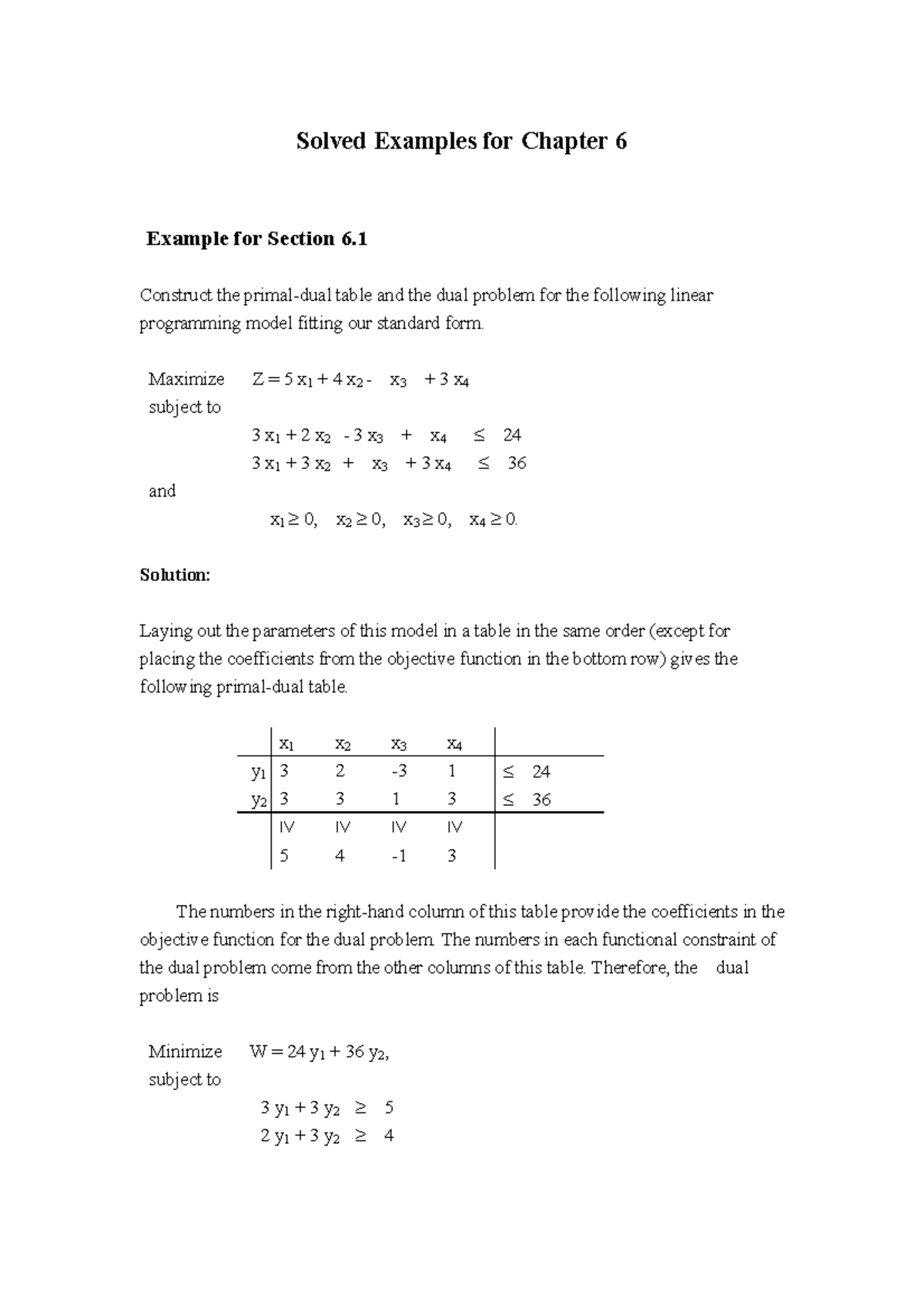 Solved Examples Ch 6 - Solved Examples for Chapter 6 Example for ...