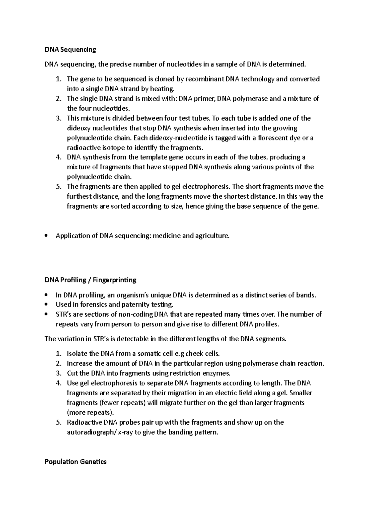 DNA Sequencing - Notes - DNA Sequencing DNA sequencing, the precise ...
