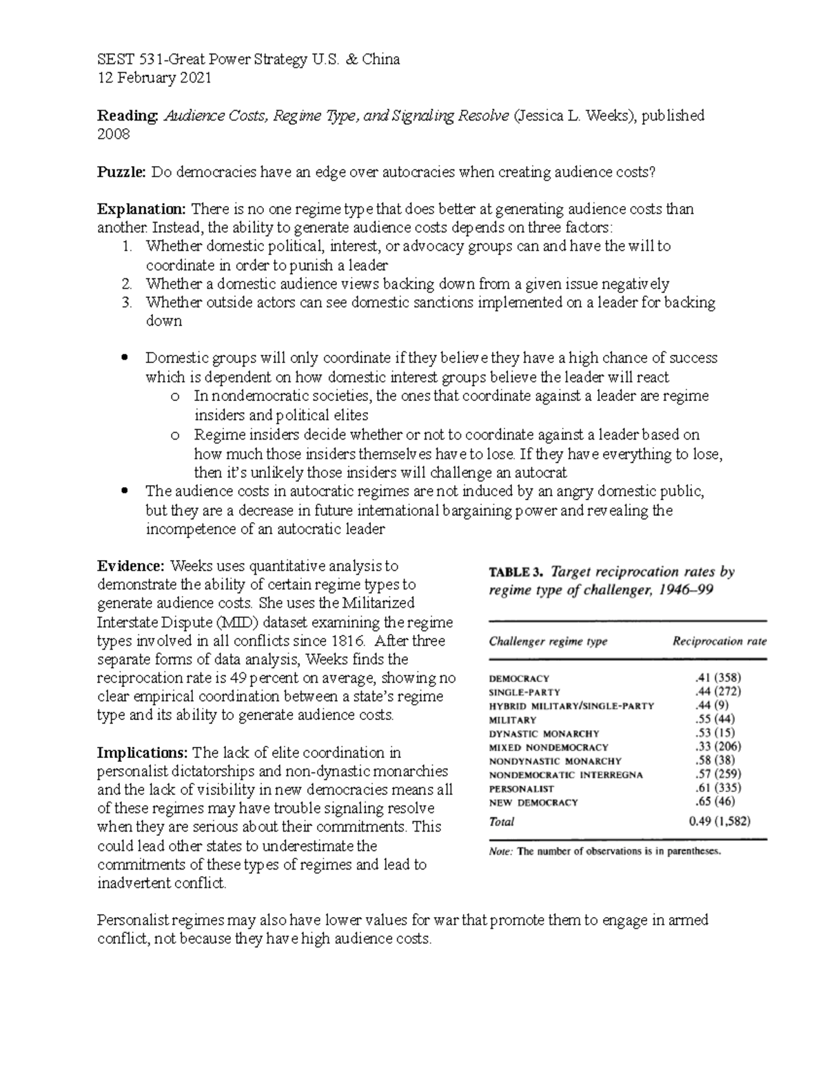 SET 531-Great Power Strategy Week 3 Notes - SEST 531-Great Power ...
