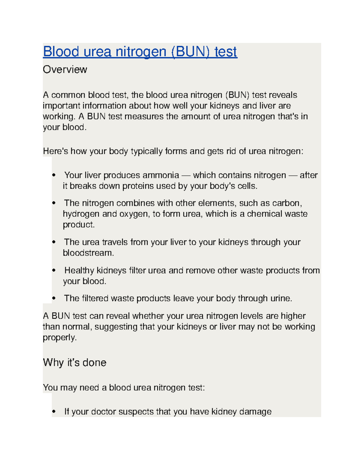 Blood urea nitroge 3 - A BUN test measures the amount of urea nitrogen ...