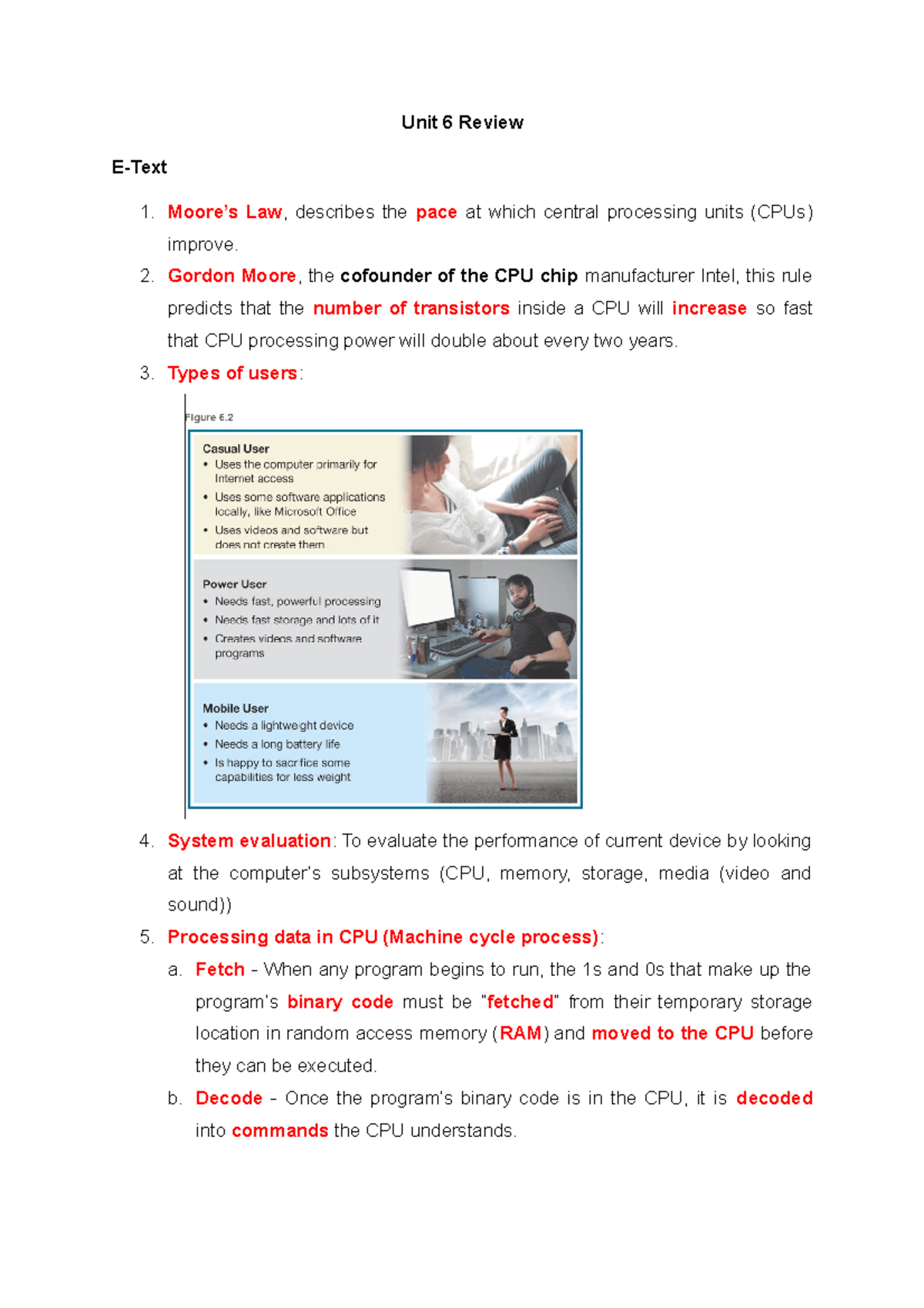 Unit 6 Review From Lesson 6 - Unit 6 Review E-Text Moore’s Law ...