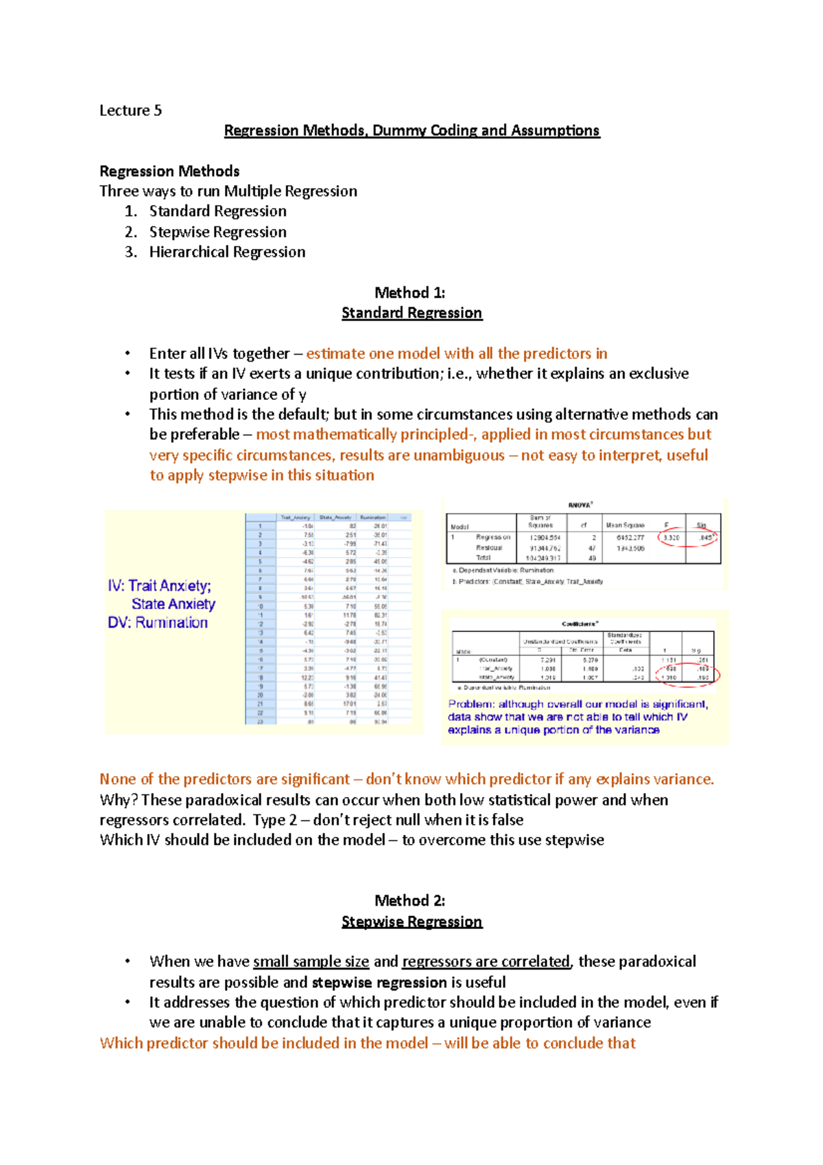 Lecture 5 Regression Methods Dummy Coding And Assumptions Lecture 8351