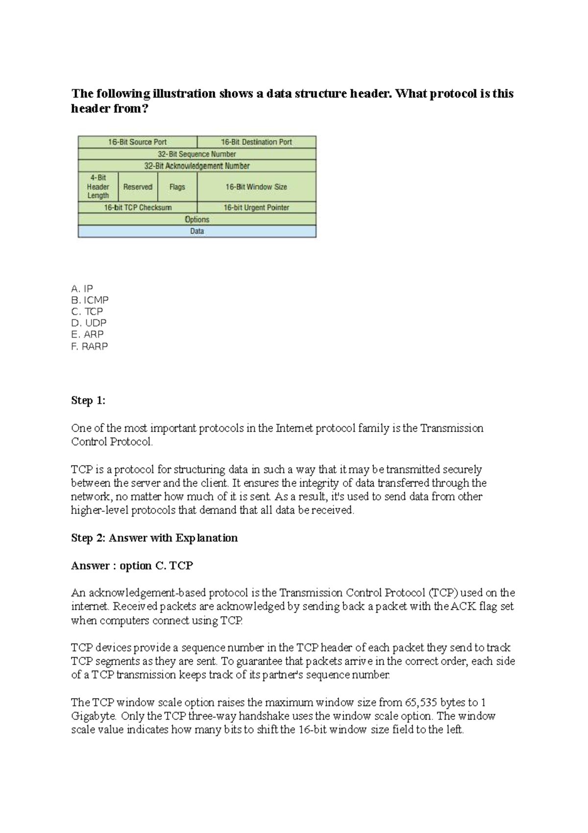 The following illustration shows a data structure header. What protocol ...