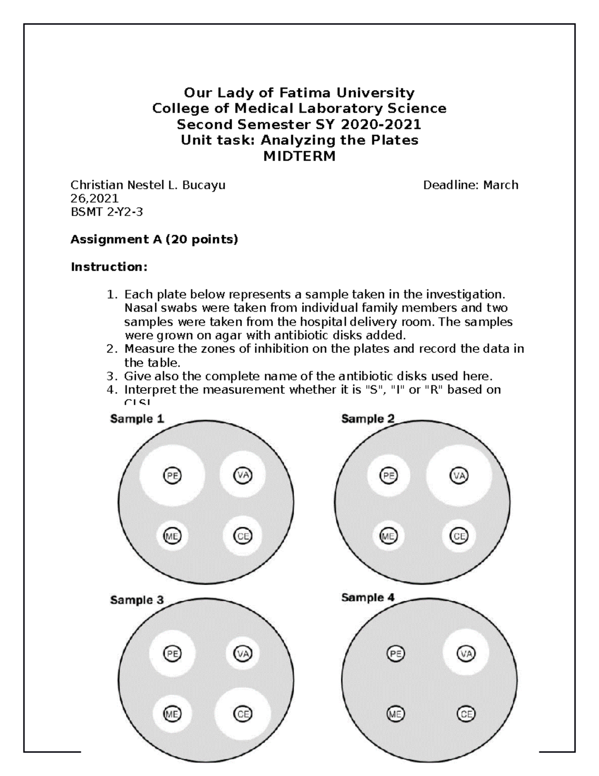 Analyzing the plate - Lecture notes 1-5 - Our Lady of Fatima University ...