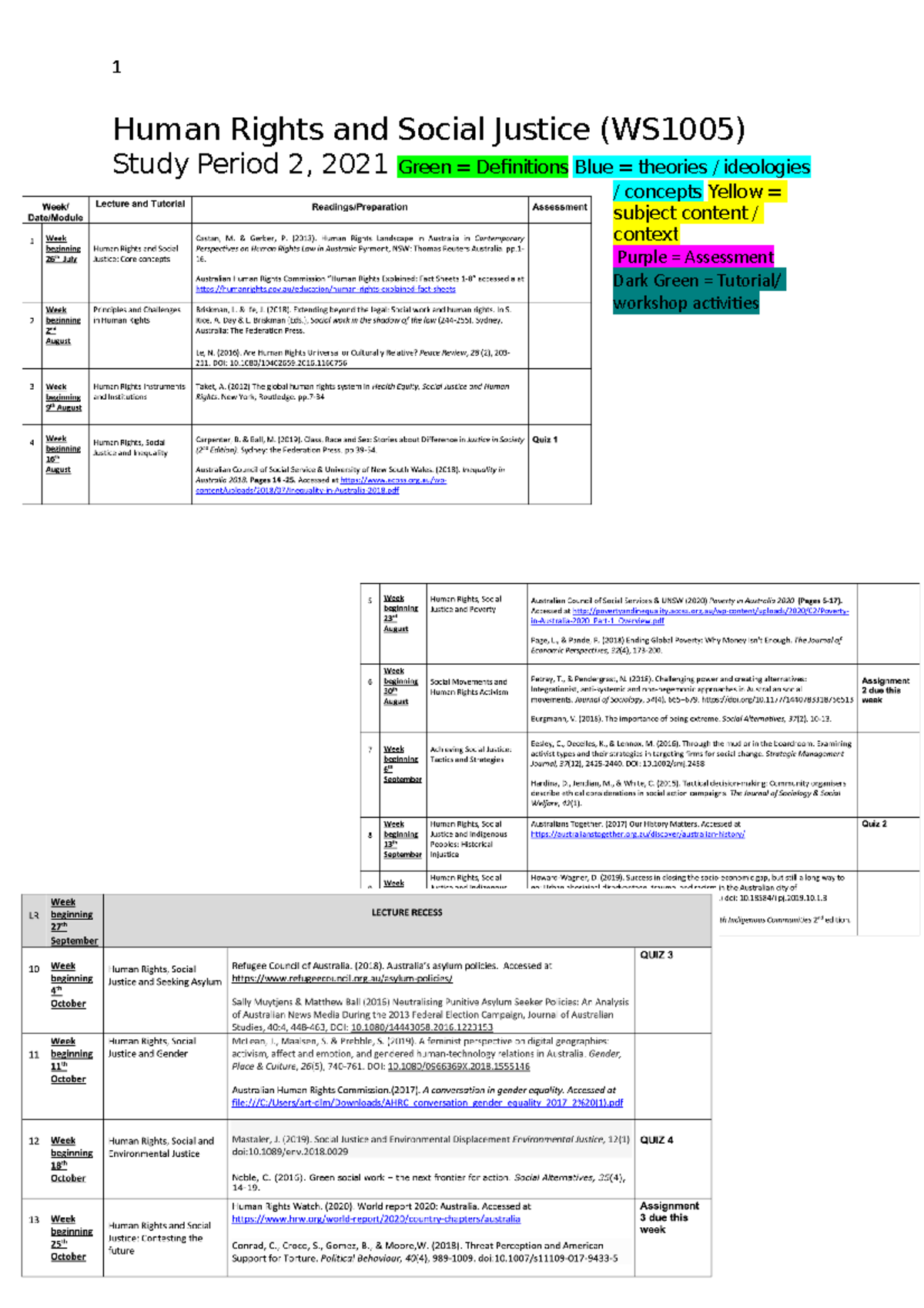 Human Rights and Social Justice (WS1005