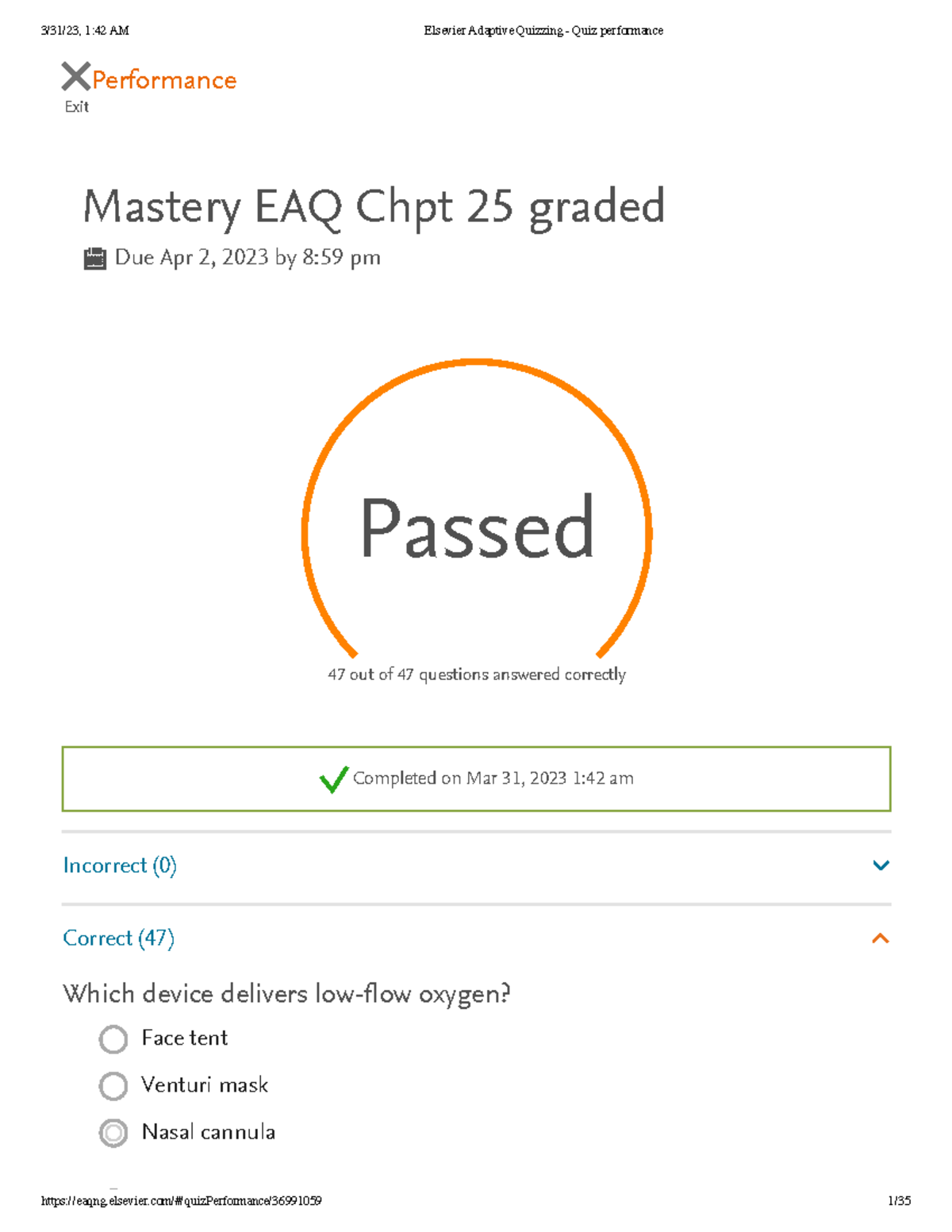 EAQ chapter 25 - Exit Performance Mastery EAQ Chpt 25 graded Due Apr 2 ...