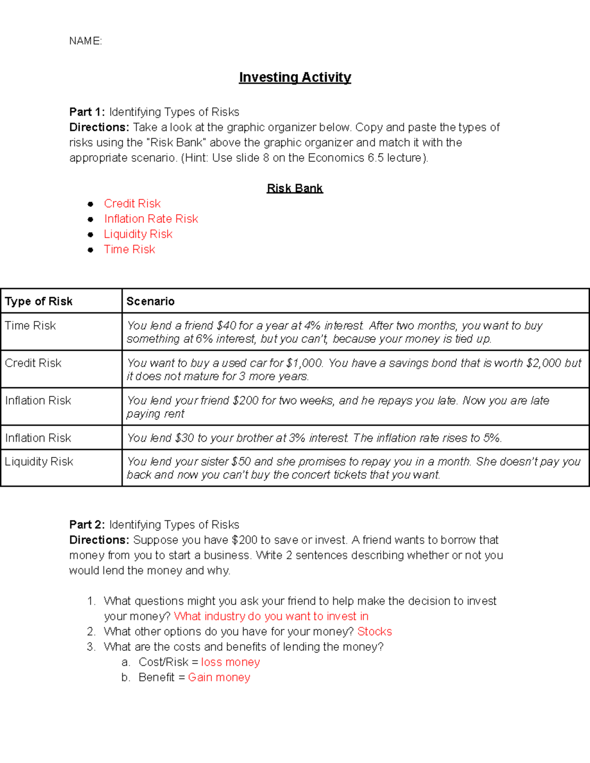 - Ch 6.5 Investing Activity - NAME: Investing Activity Part 1 ...