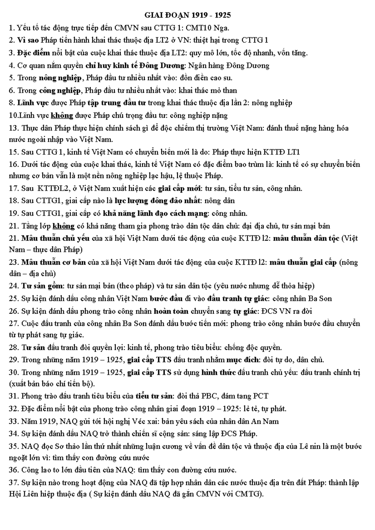 GIAI ĐOẠN 1919 - 1925 - ............. - GIAI ĐOẠN 1919 - 1925 Yếu tố tác động trực tiếp đến CMVN ...