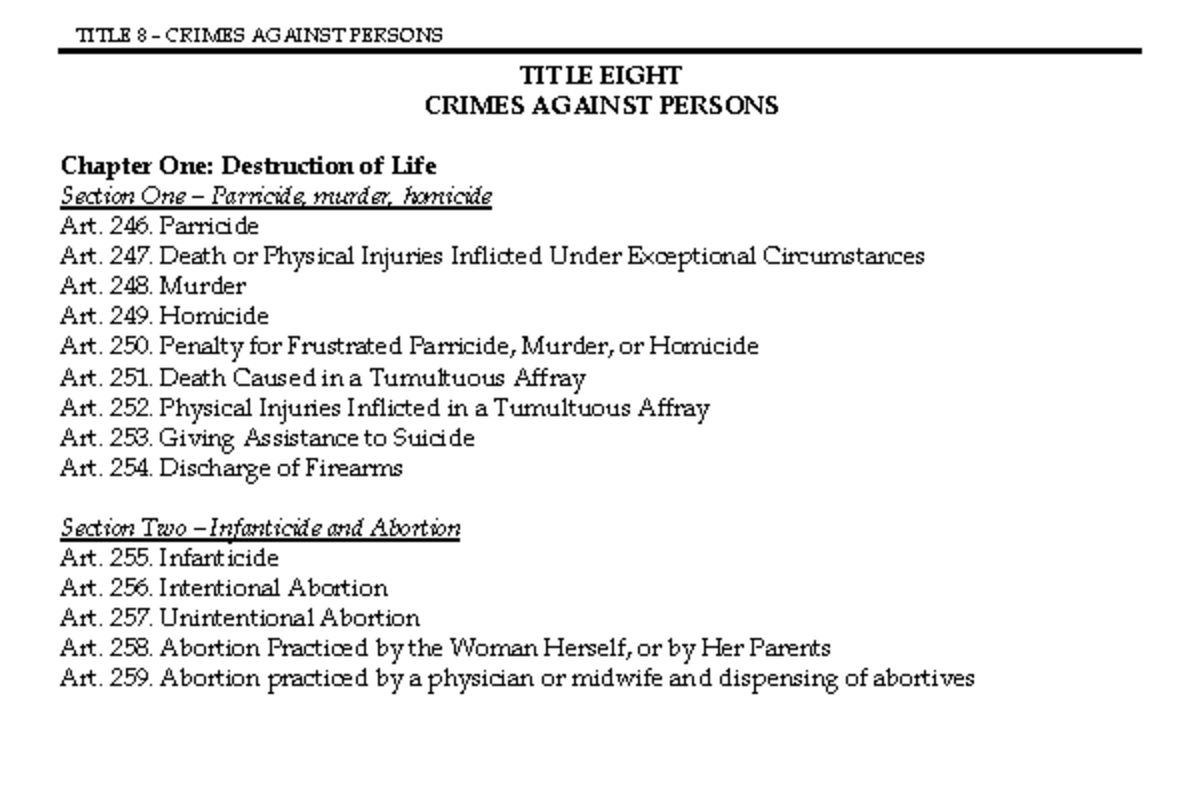 512788058 Title 8 Criminal Law Review - TITLE 8 – CRIMES AGAINST ...