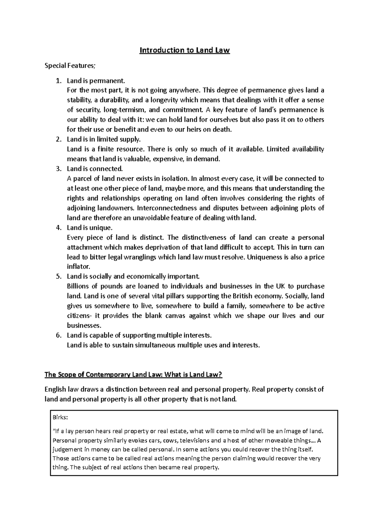 1. Introduction to Land Law - Introduction to Land Law Special Features ...