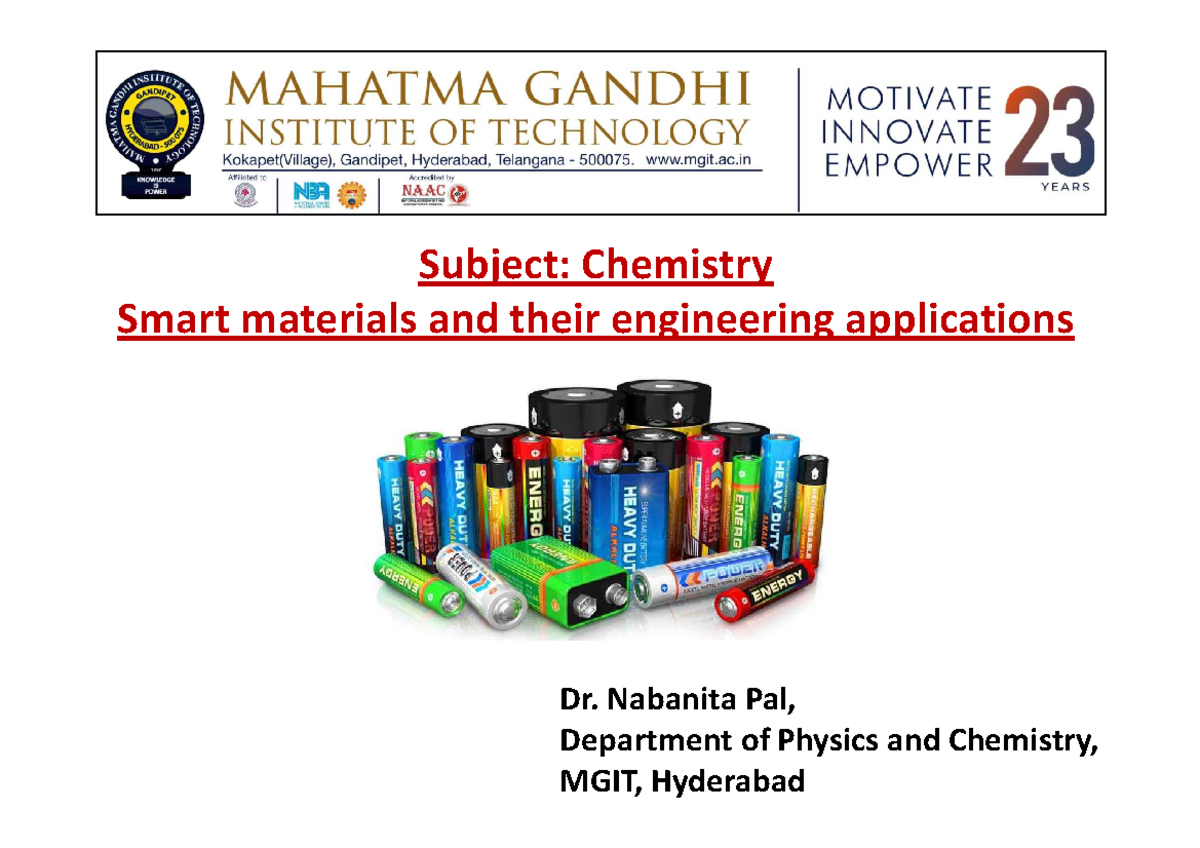 Unit-5 Engineering materials - Subject: ChemistrySubject: Chemistry ...