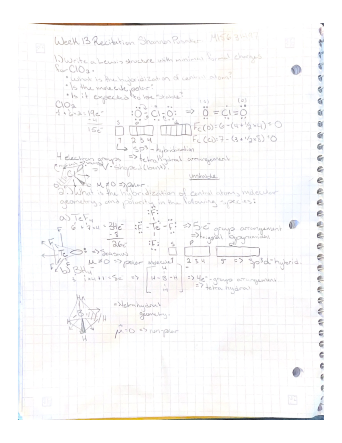 Week 13 (recitation) - CHEM1040 - Studocu