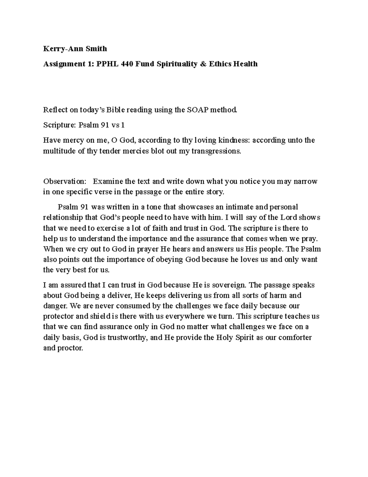 PBHL 105 001 999: - Kerry-Ann Smith Assignment 1: PPHL 440 Fund ...