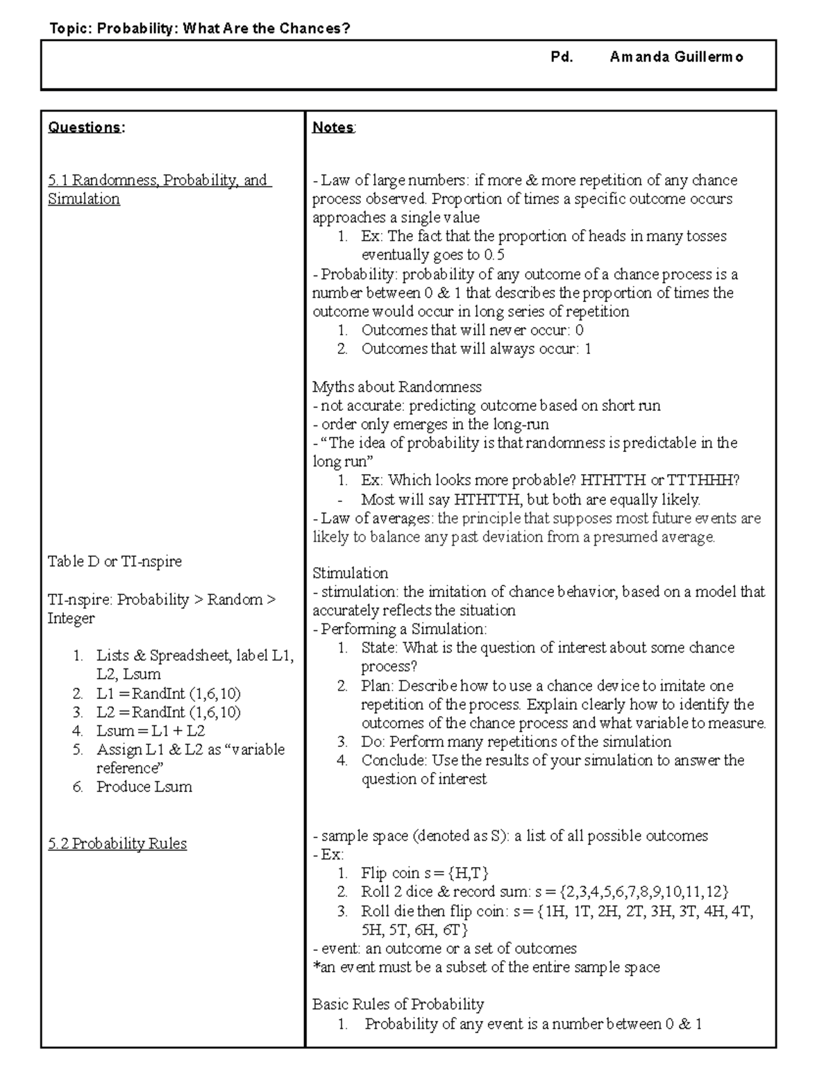 Ch 5 Probability What Are the Chance - Topic: Probability: What Are the ...