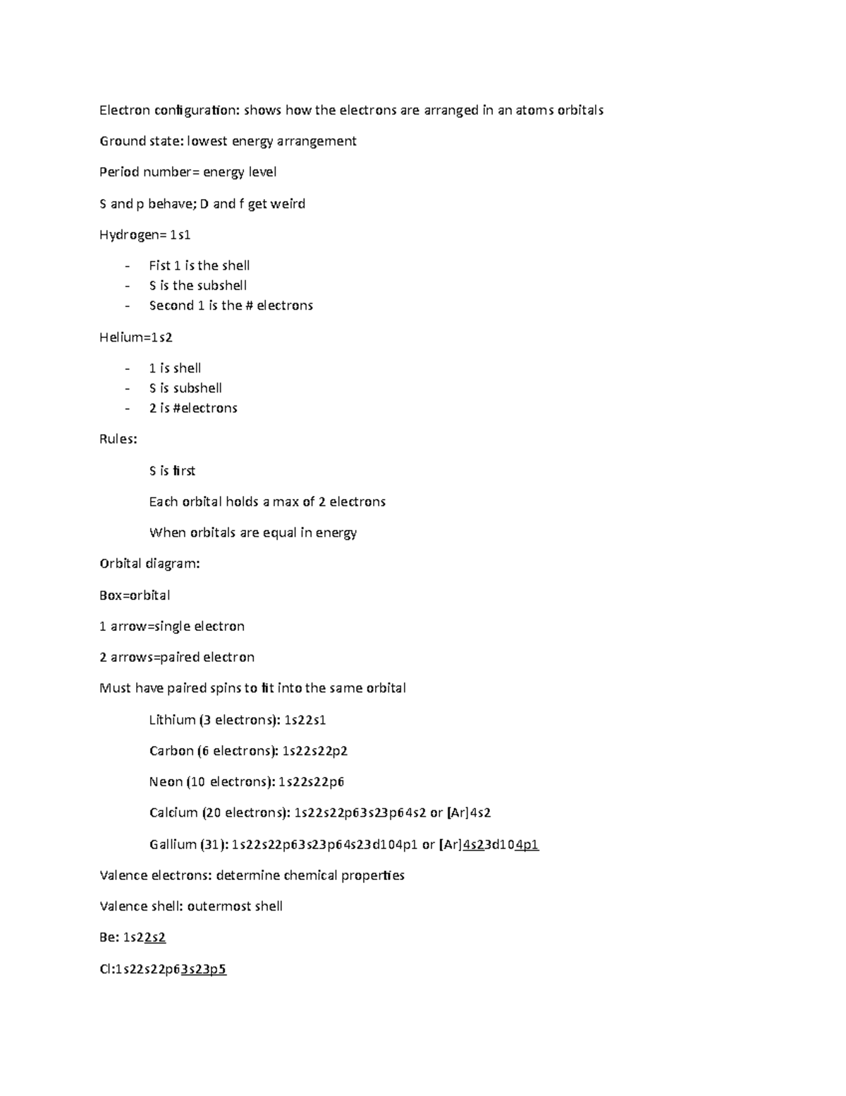 Chem notes 2 - Electron configuration: shows how the electrons are ...