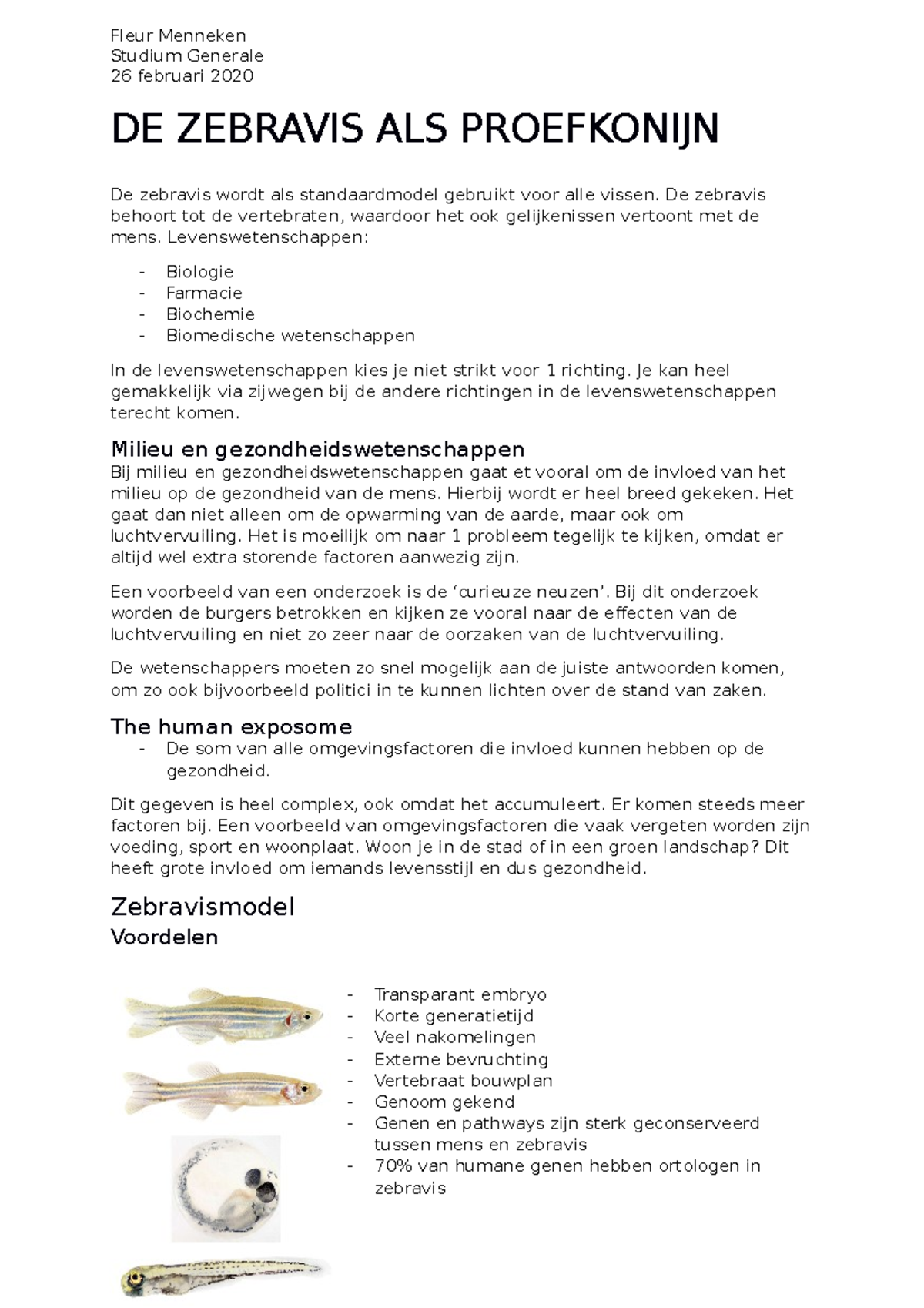 Zebravis als proefkonijn - Studium Generale 26 februari 2020 DE ...