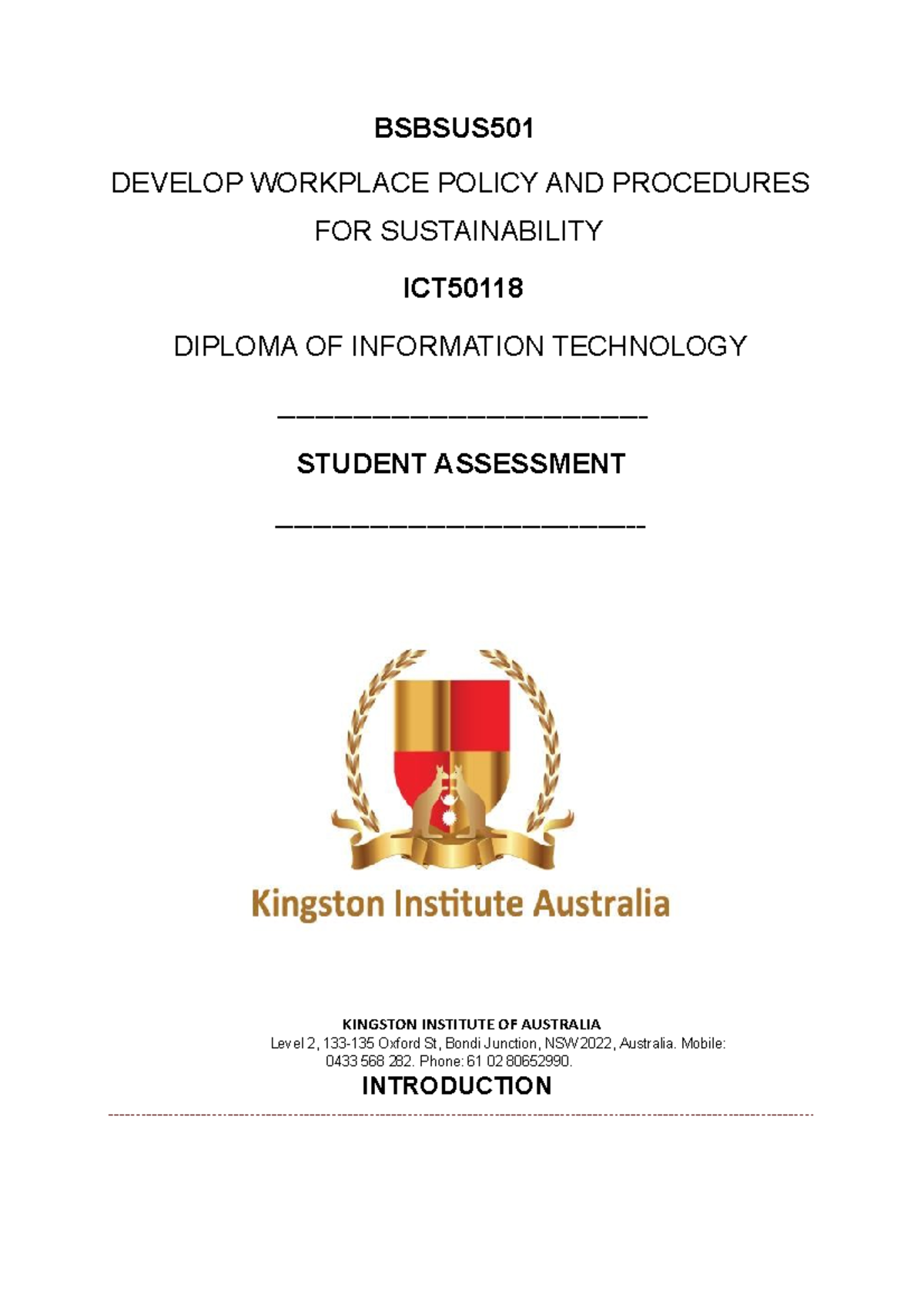 Bsbsus 501 Assesment submitted by Nikhil WORD - BSBSUS DEVELOP ...