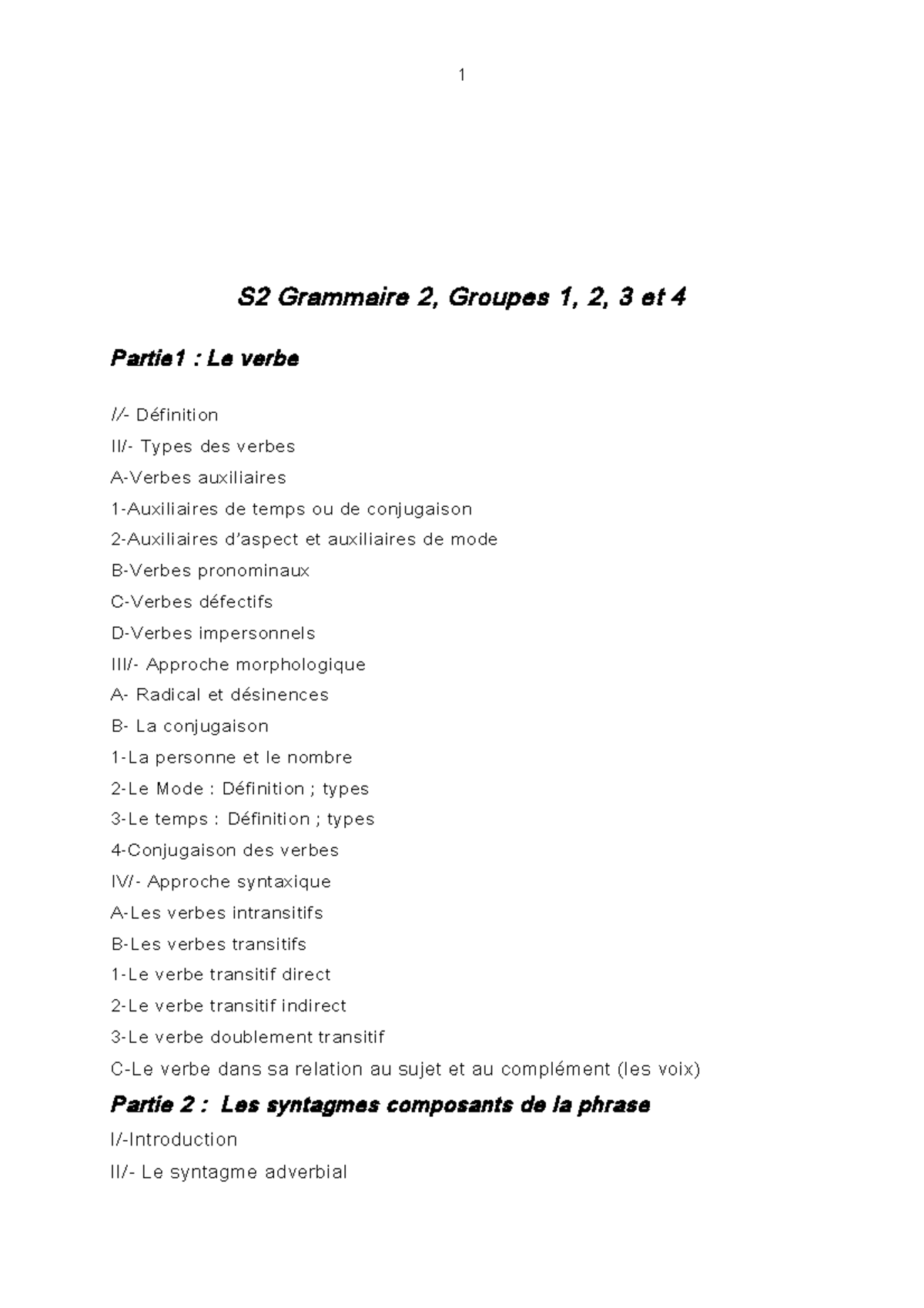 1, S2 Grammaire 2 Gr 1,2,3,4, 2020-2021 - 1 S 2 Grammaire 2 , Groupes 1 ...