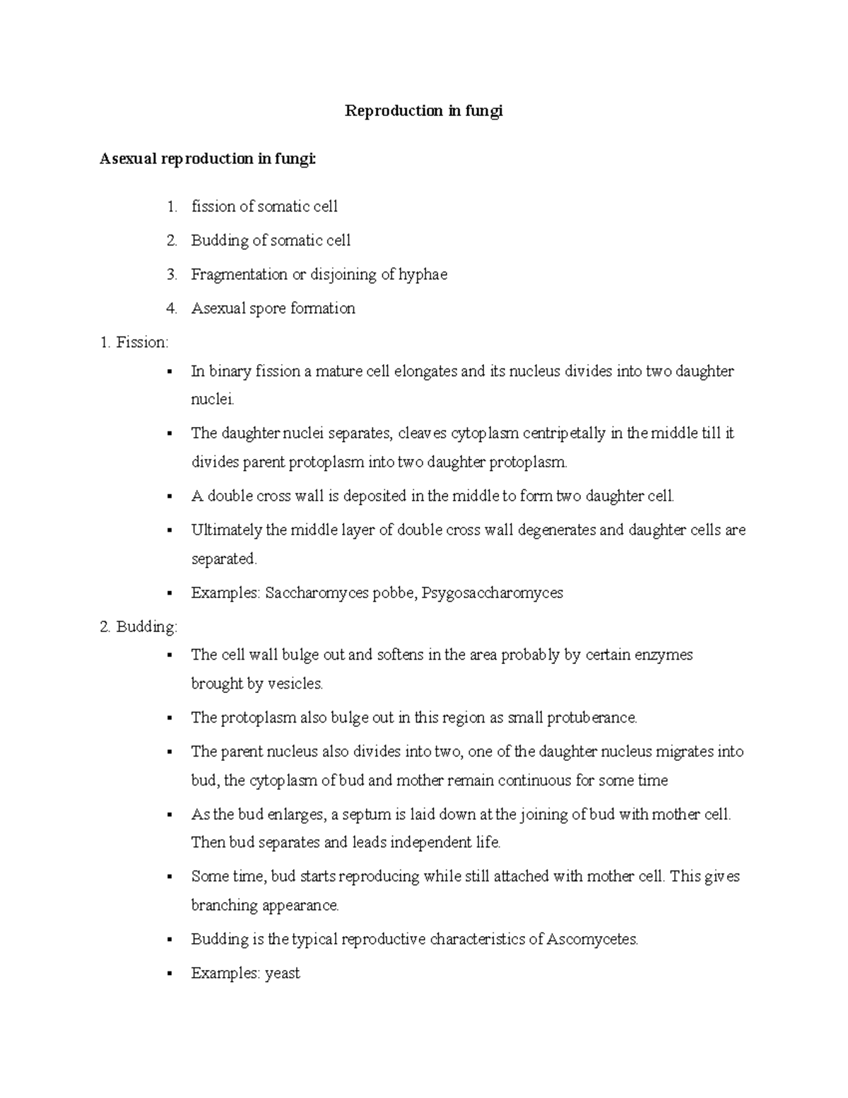 Reproduction in fungi - Reproduction in fungi Asexual reproduction in ...
