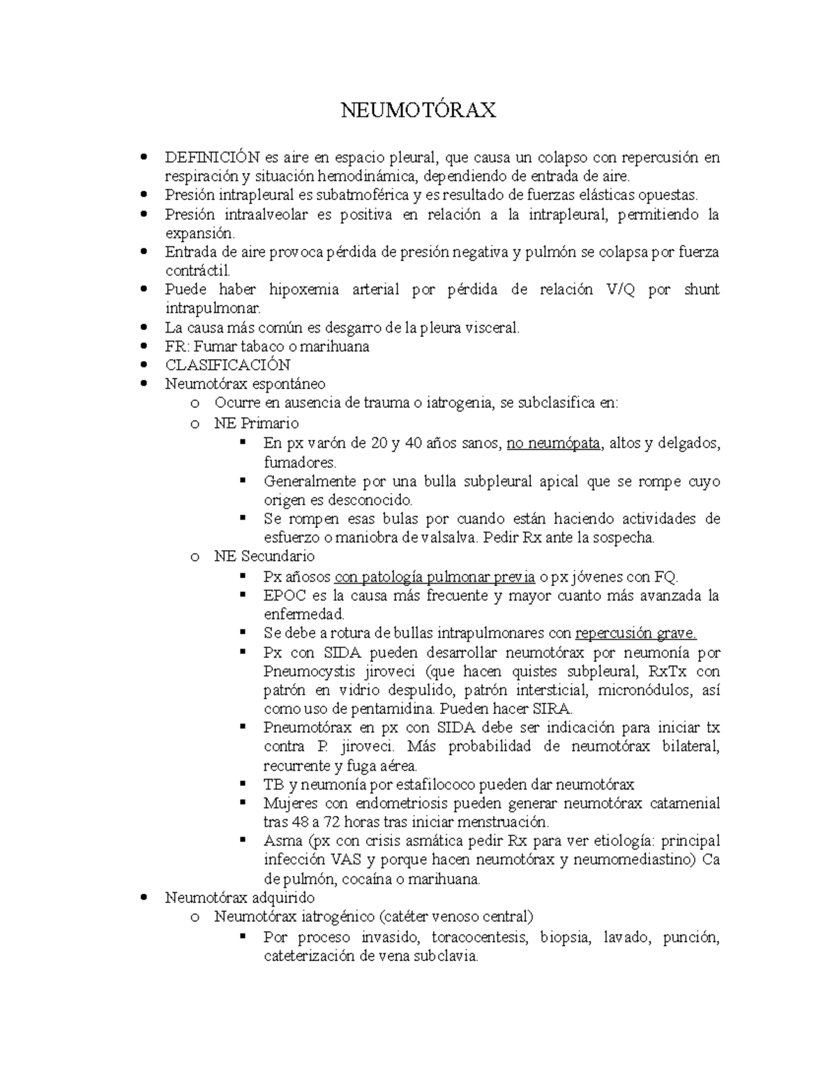 4 - Tema de Neumotórax - es aire en espacio pleural, que causa un ...