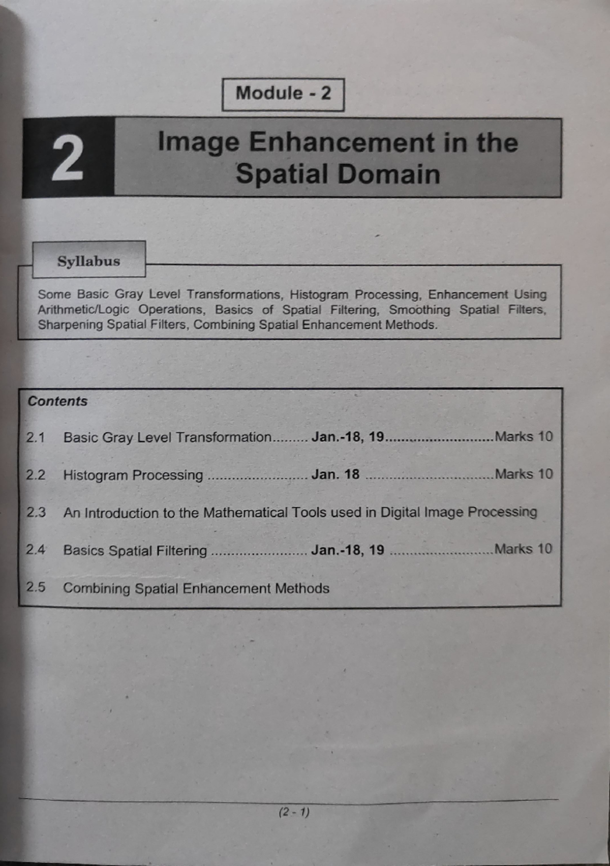 Image processing mod 2 - Module 2 2 Image Enhancement in the Spatial ...