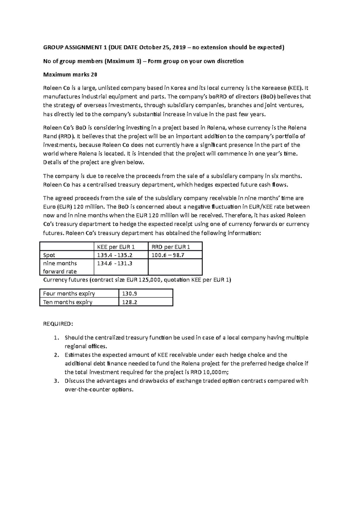 AFM P4 Assignment 1 - Lecture notes 5 - GROUP ASSIGNMENT 1 (DUE DATE ...