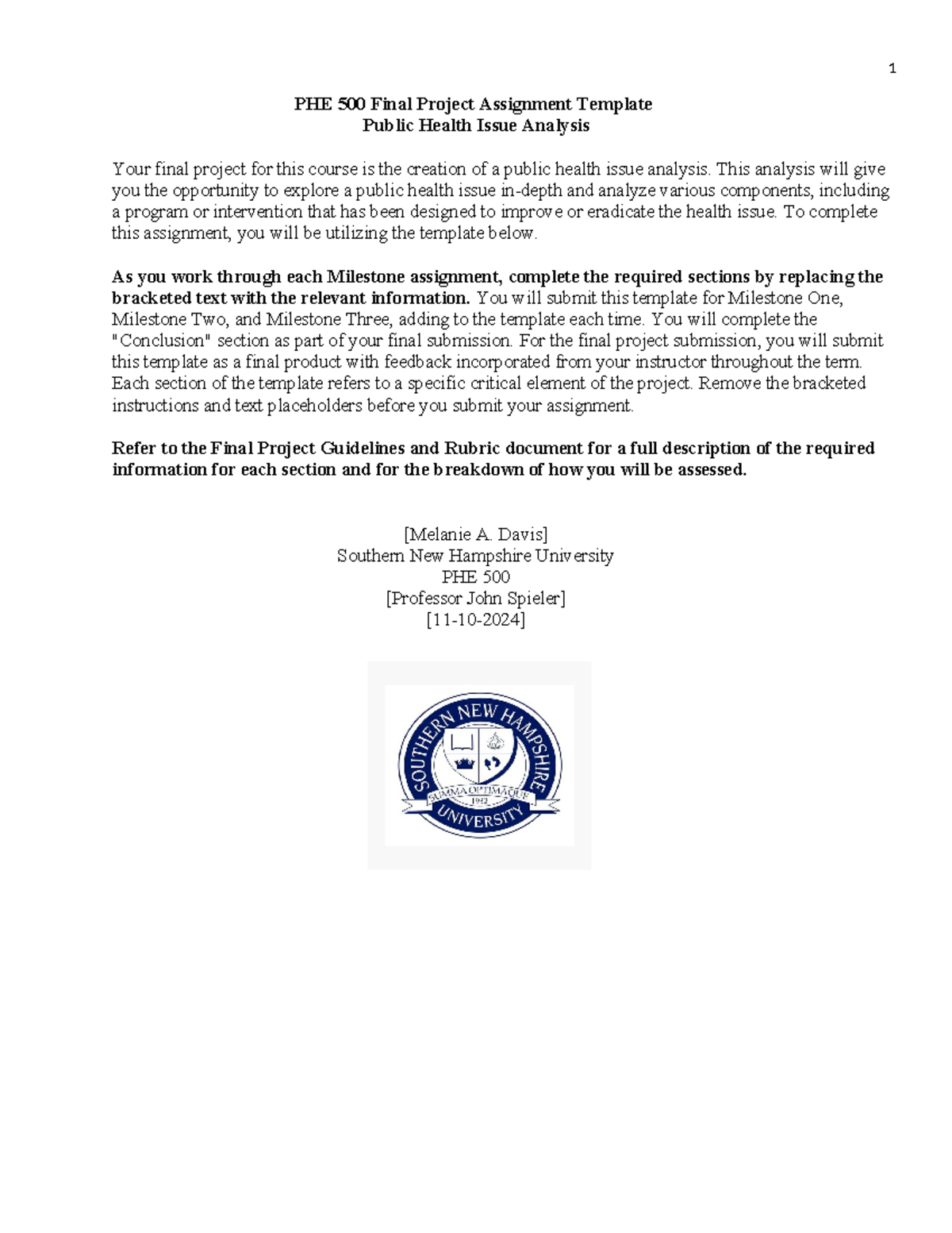 PHE 500 Milestone 1 & 2 - PHE 500 Final Project Assignment Template ...