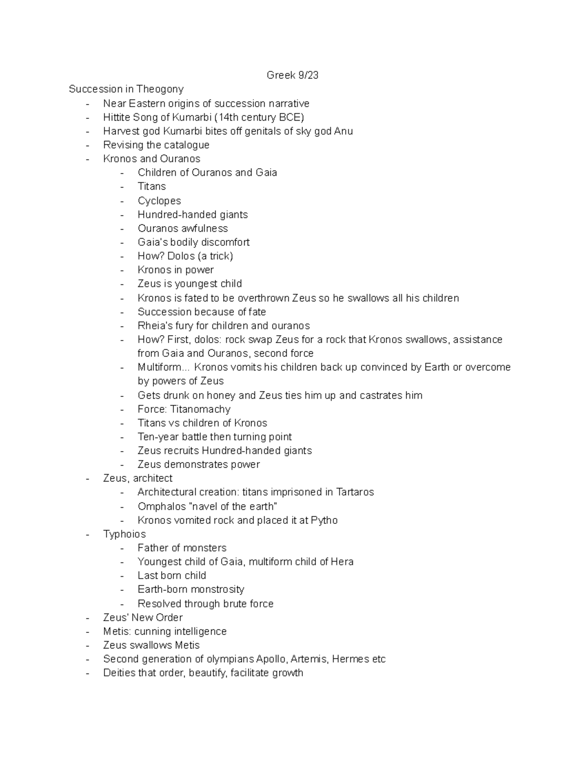 Greek 9 23 - Lecture notes for Classics 224 with Professor Wietzke ...