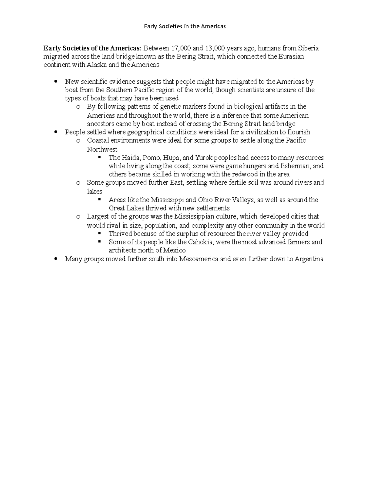 Early Societies of the Americas - Early Societies in the Americas Early ...