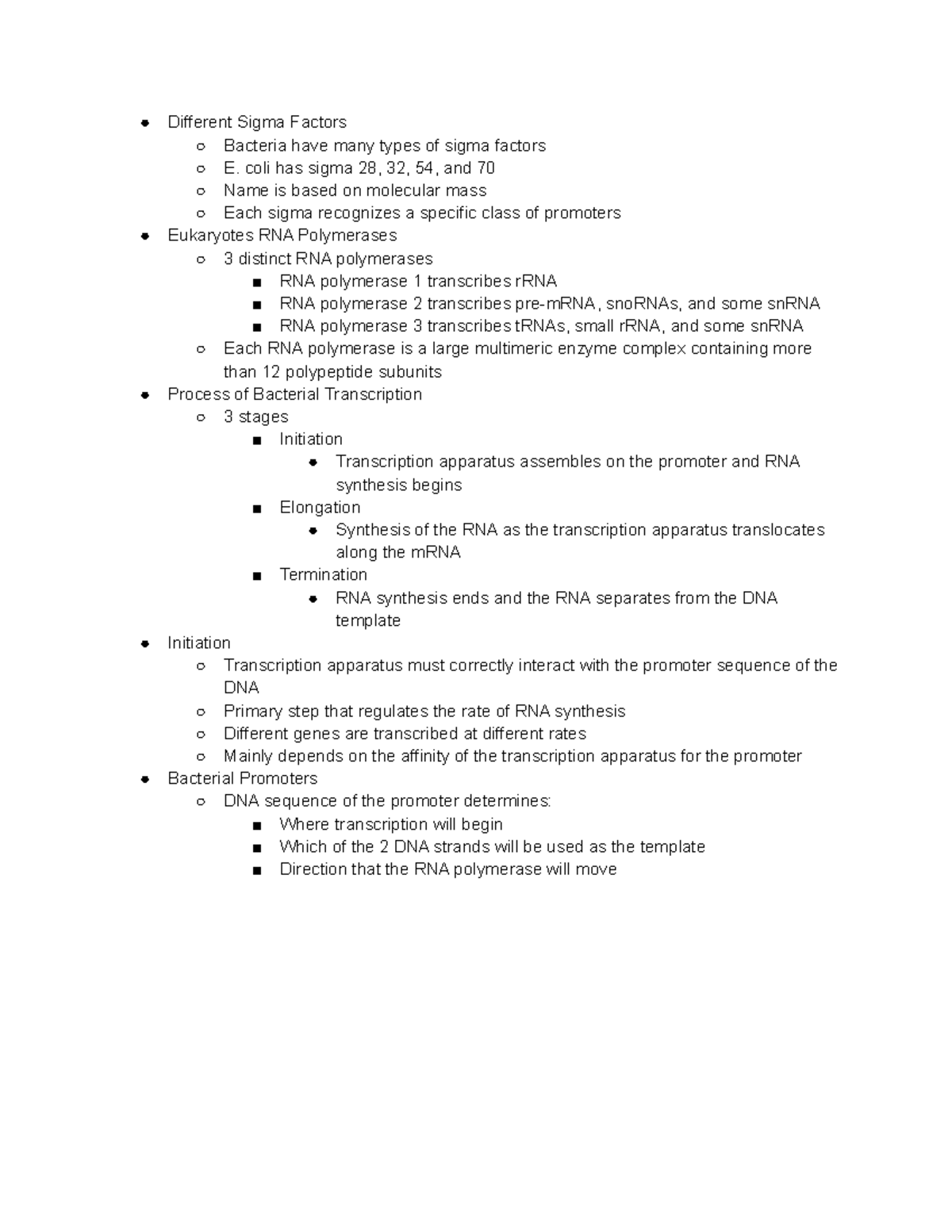 Genetics Chapter 13 Part 4 Notes - Different Sigma Factors Bacteria ...