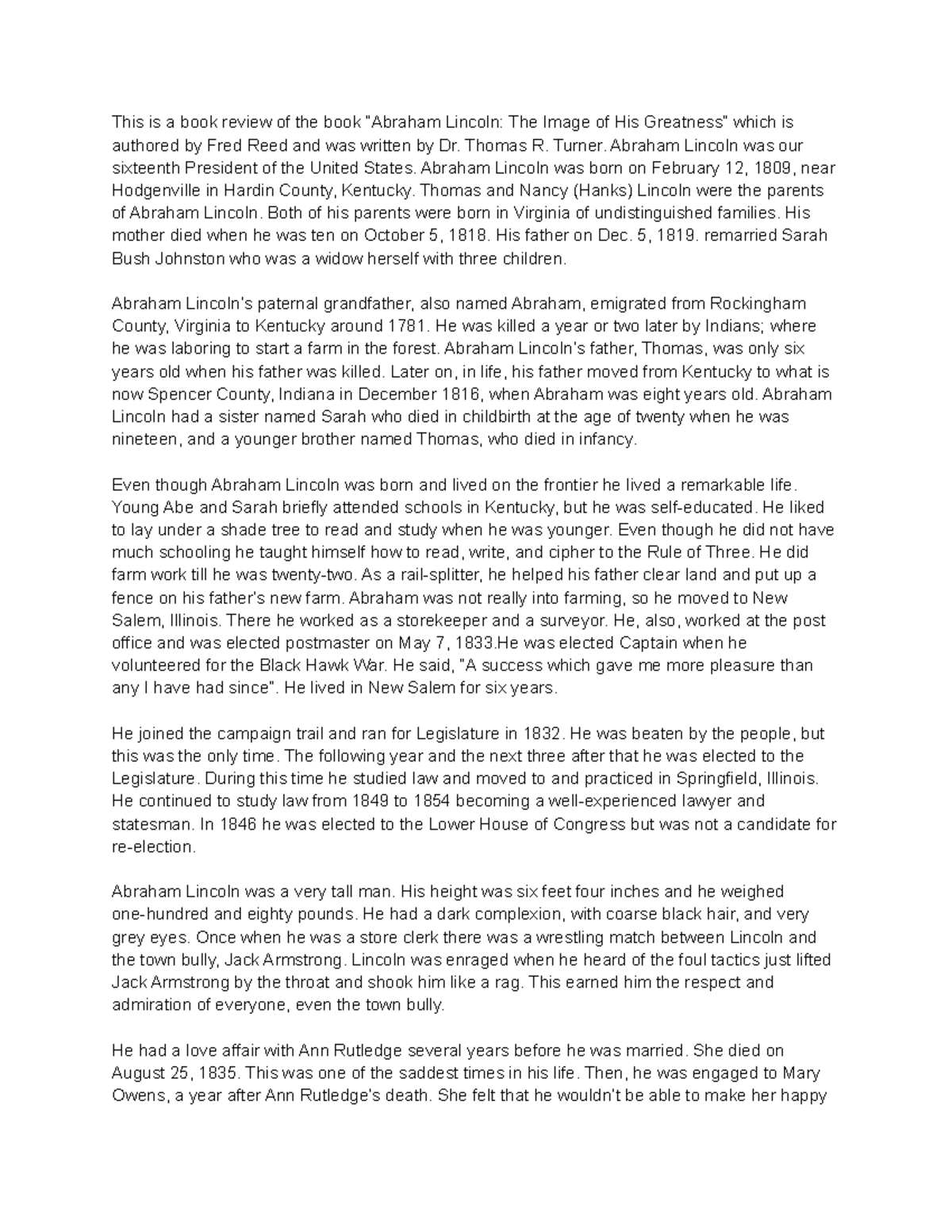 “Abraham Lincoln The Image of His Greatness” Analysis of a Book - This ...