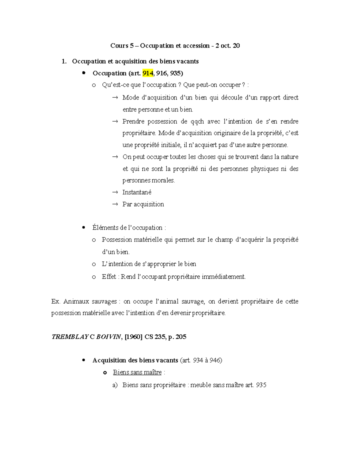 Cours 5 - occupation et accession - Cours 5 – Occupation et accession ...