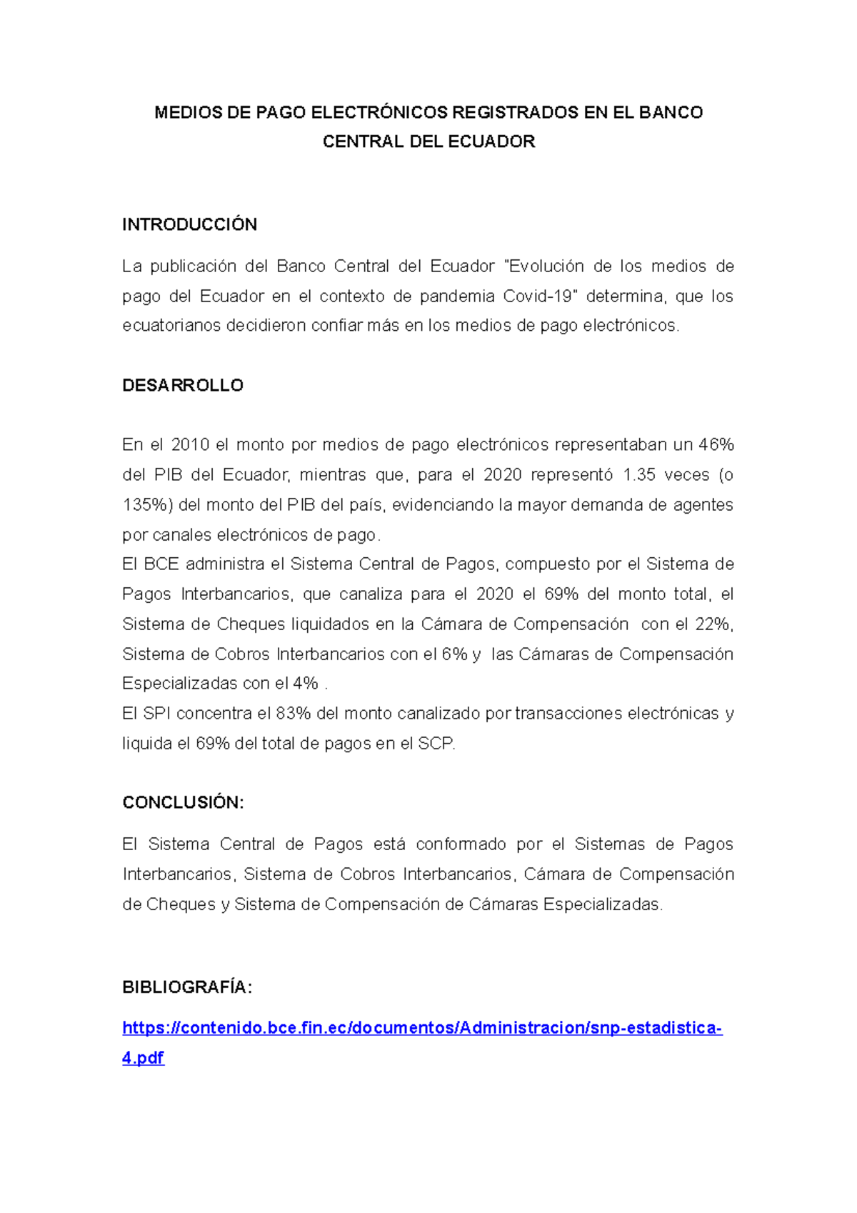 Ensayo Fintech Banca 4 - llll - MEDIOS DE PAGO ELECTRÓNICOS REGISTRADOS EN EL BANCO CENTRAL DEL ...