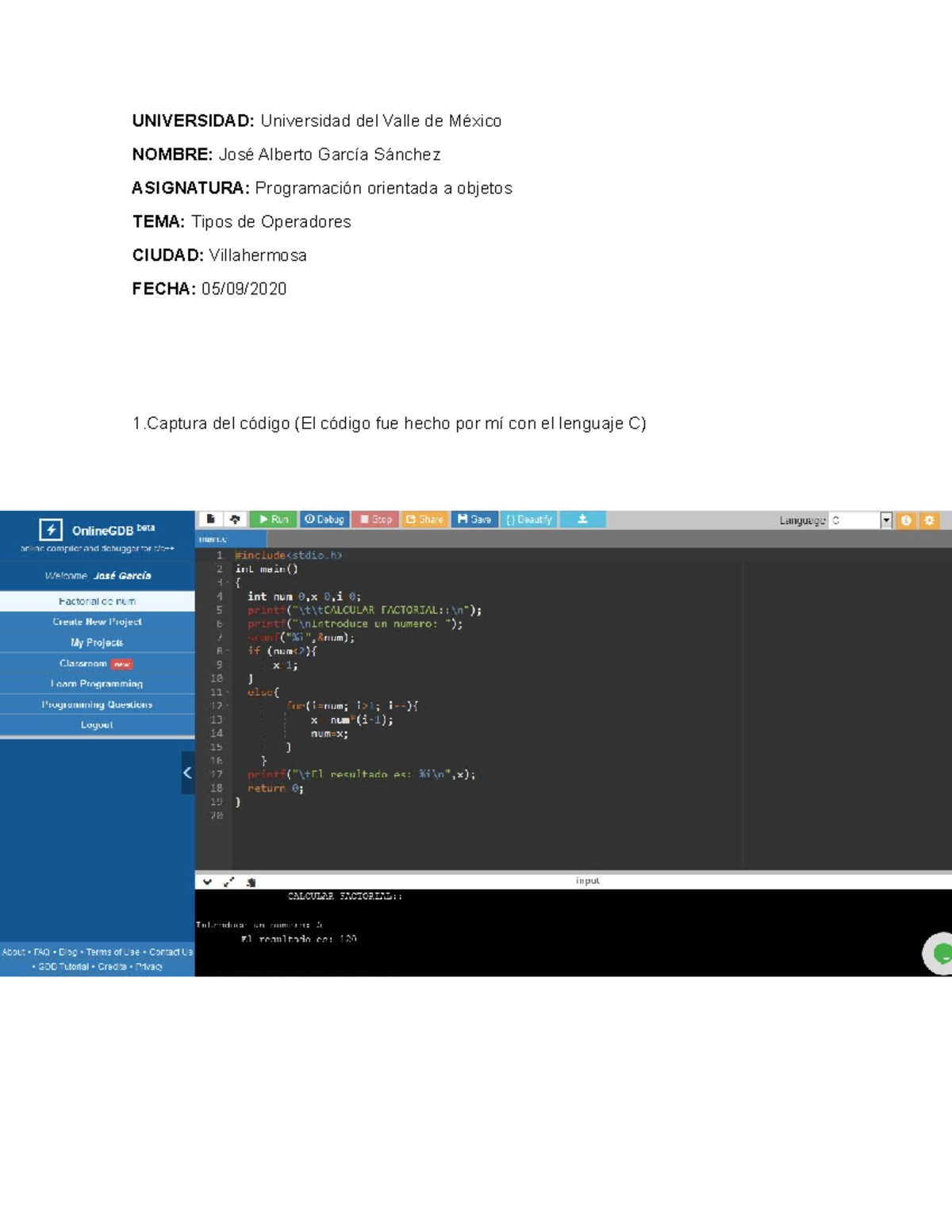 A#3 JAGS - Tipos de operadores - UNIVERSIDAD: Universidad del Valle de ...