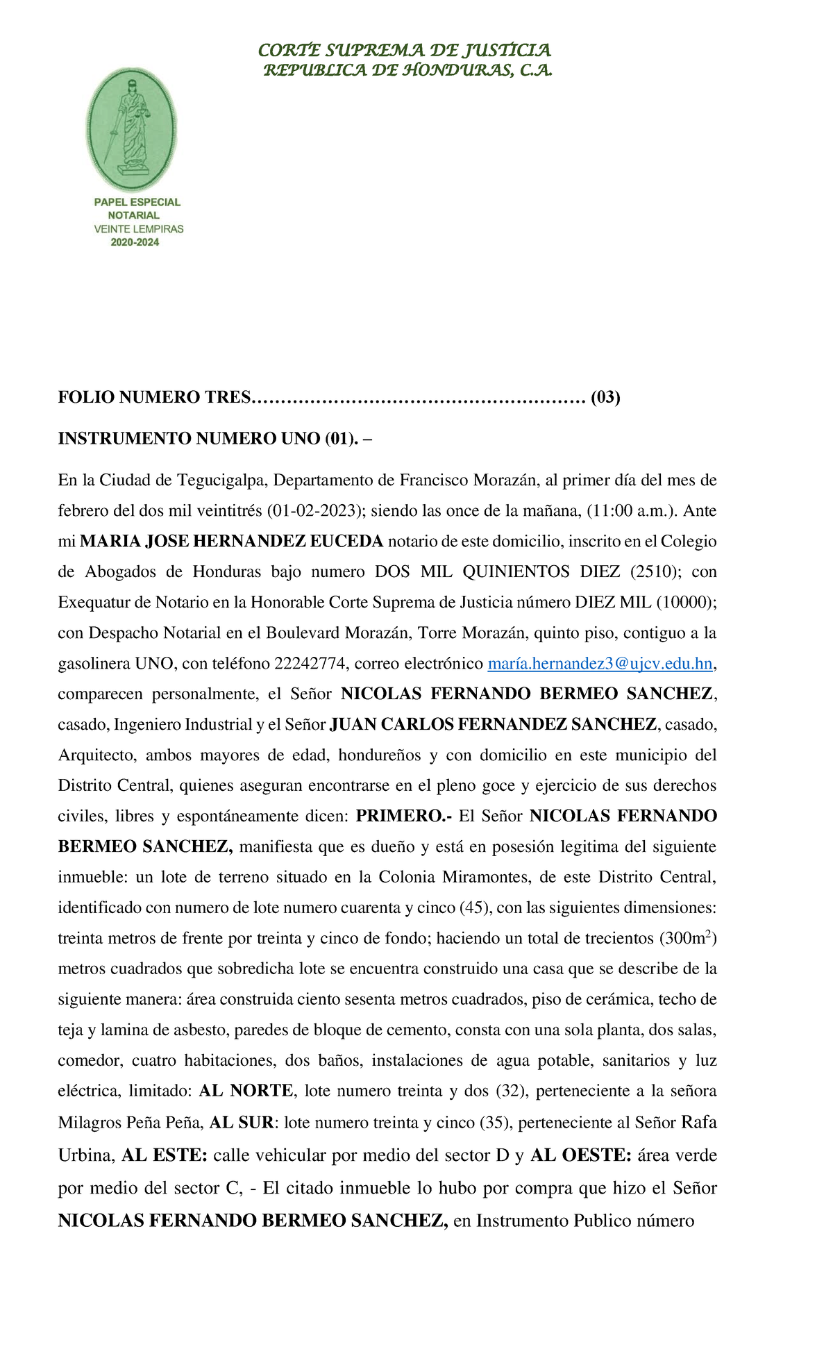 2023 02 03 12 51 29 maria - Tarea notarial - REPUBLICA DE HONDURAS, C ...