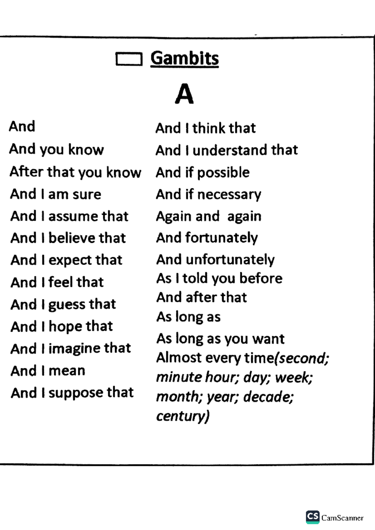 Gambits Magic Words - Business English - Studocu